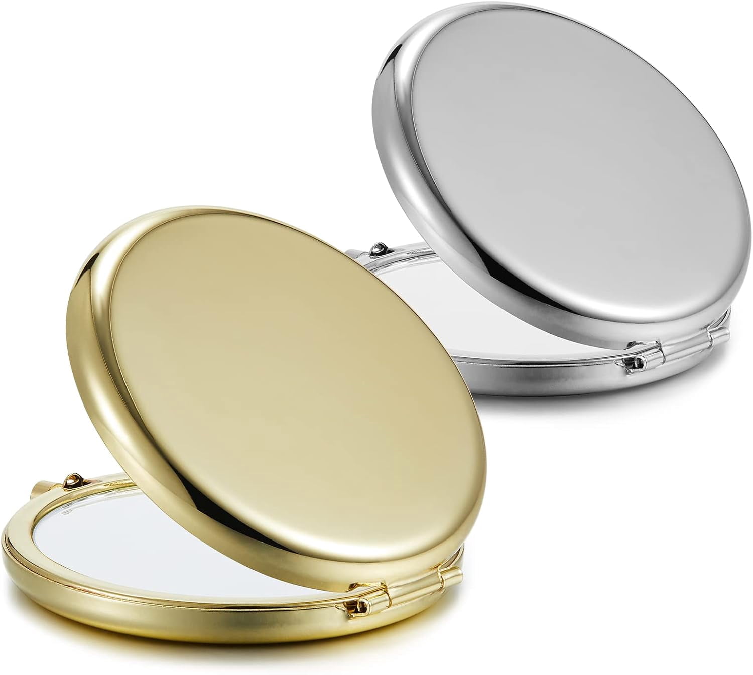 1Pack/ 2Pack Luxury Metal Shell Compact Cosmetic Mirror for Purse ...