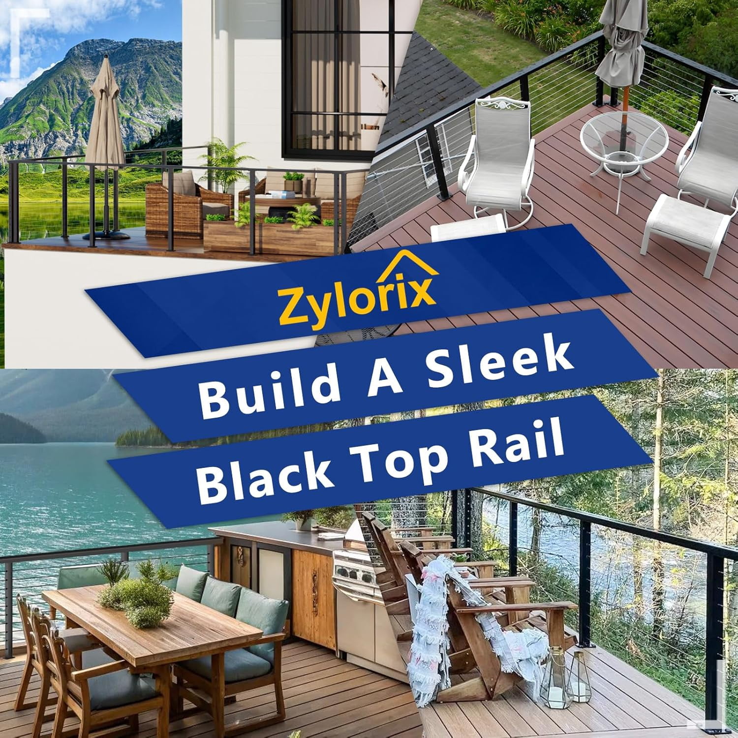 1Pack 5FT Stainless Steel T304 Black Handrail for Cable Railing with ...