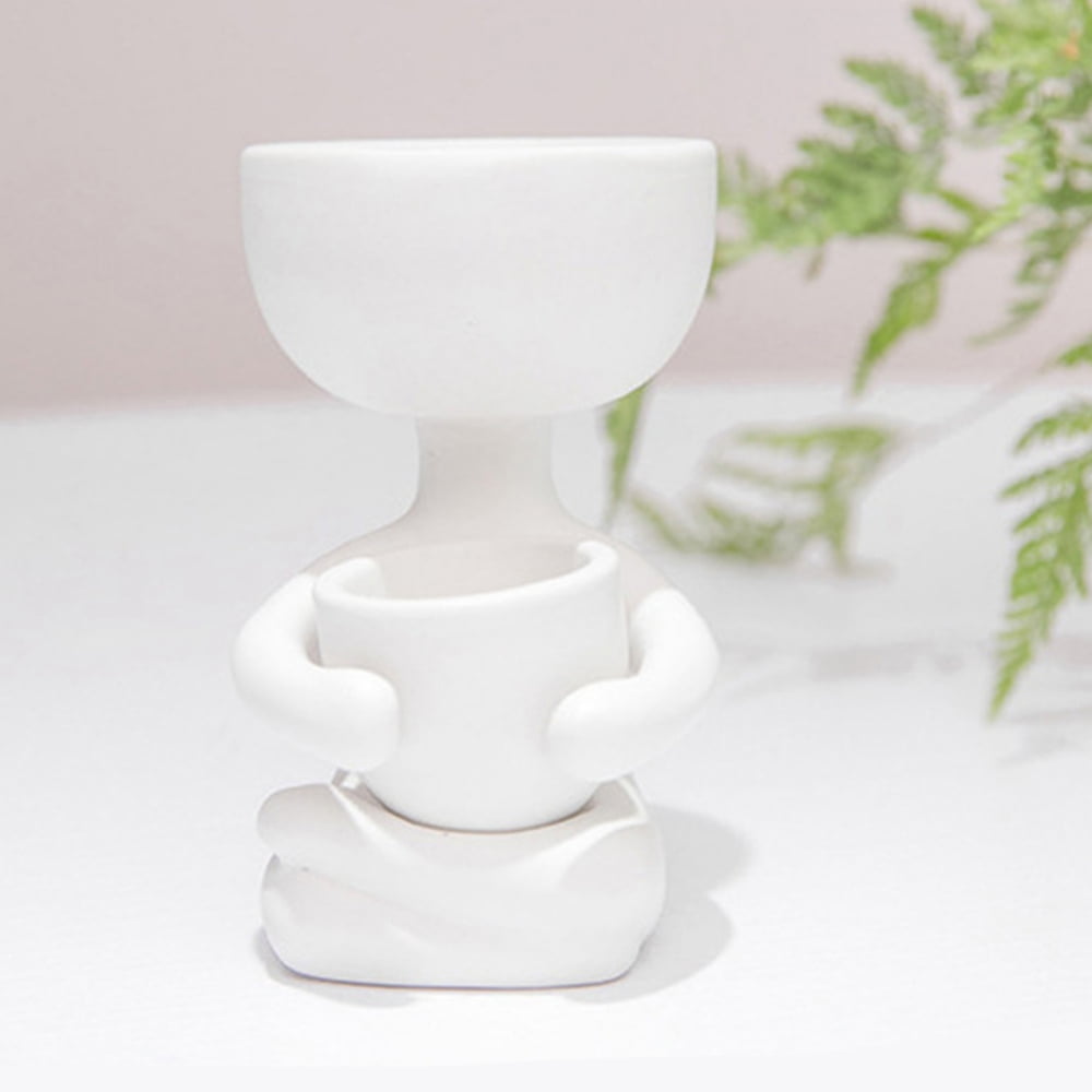 1Pack Ceramic Plant Pot Sitting Human Shaped Planter Flower Plant ...