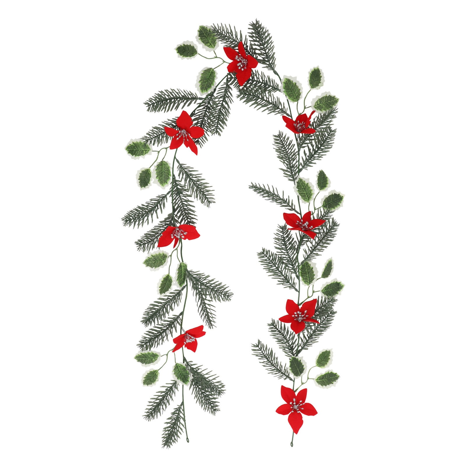 1Pack Christmas Garland Winter Holly Leaf Garland with Red Berry ...