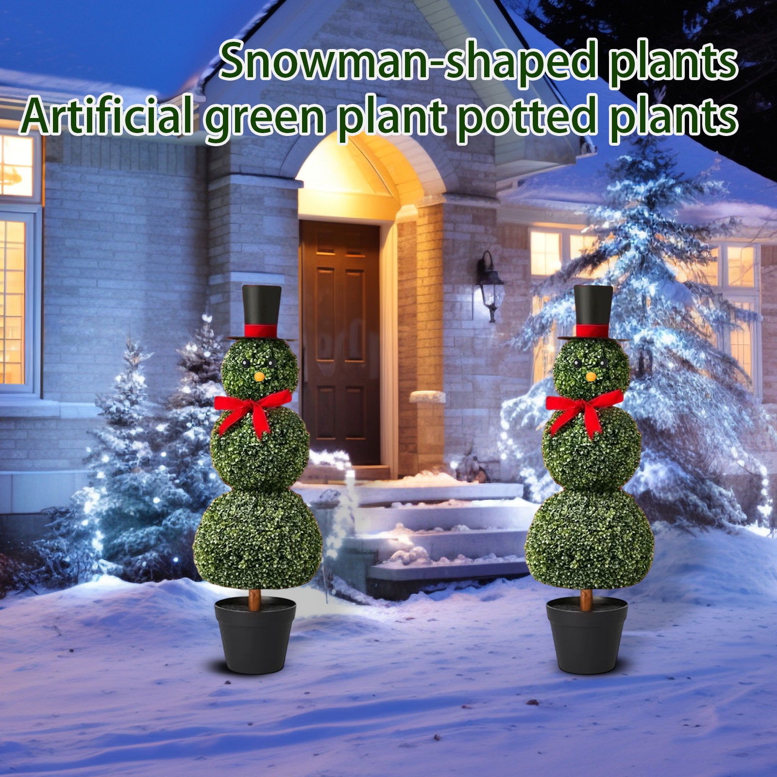 1Pack Christmas Snowman Topiary 37.8Inch Artificial Snowman Shaped ...