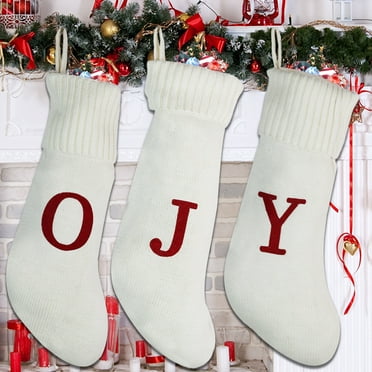 Awdenio Mini Christmas Stockings Knit Embroidered Initial Letter Xmas ...