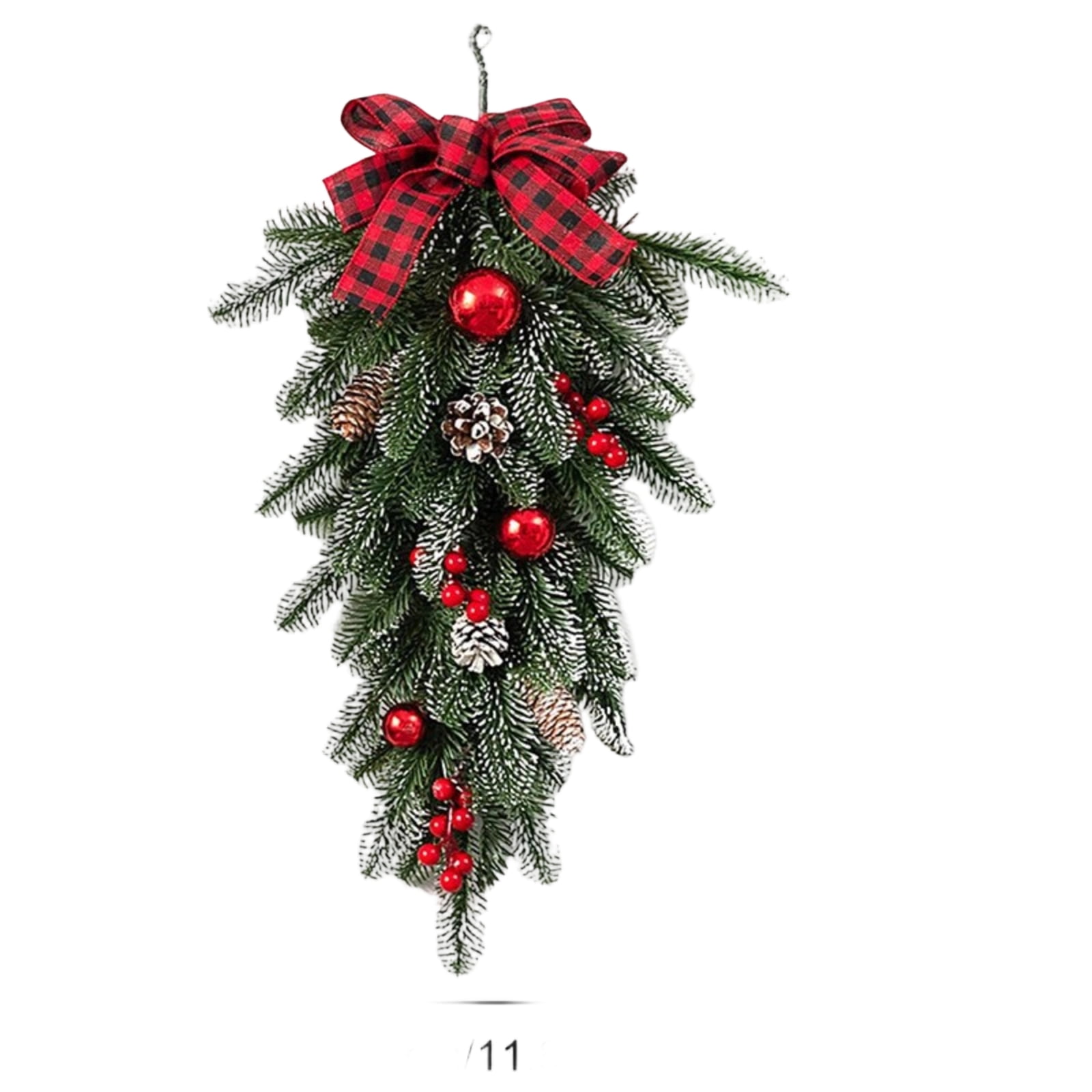 1Pack Christmas Teardrop Swags, 21.6inch Artificial Pine Swag with ...