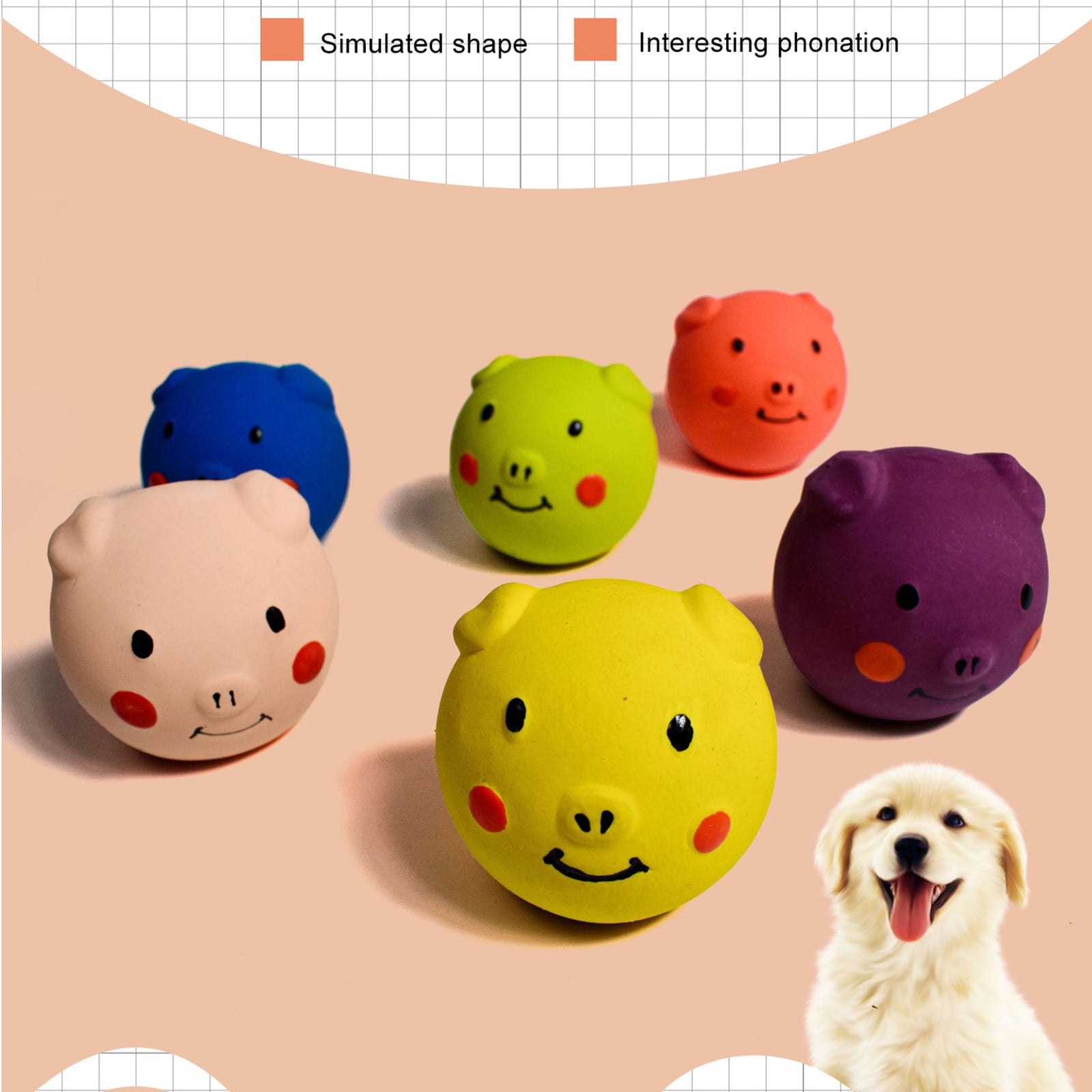 1Pack Dog Balls with Funny Piggy Face for Puppy Small Medium Pet Dog ...