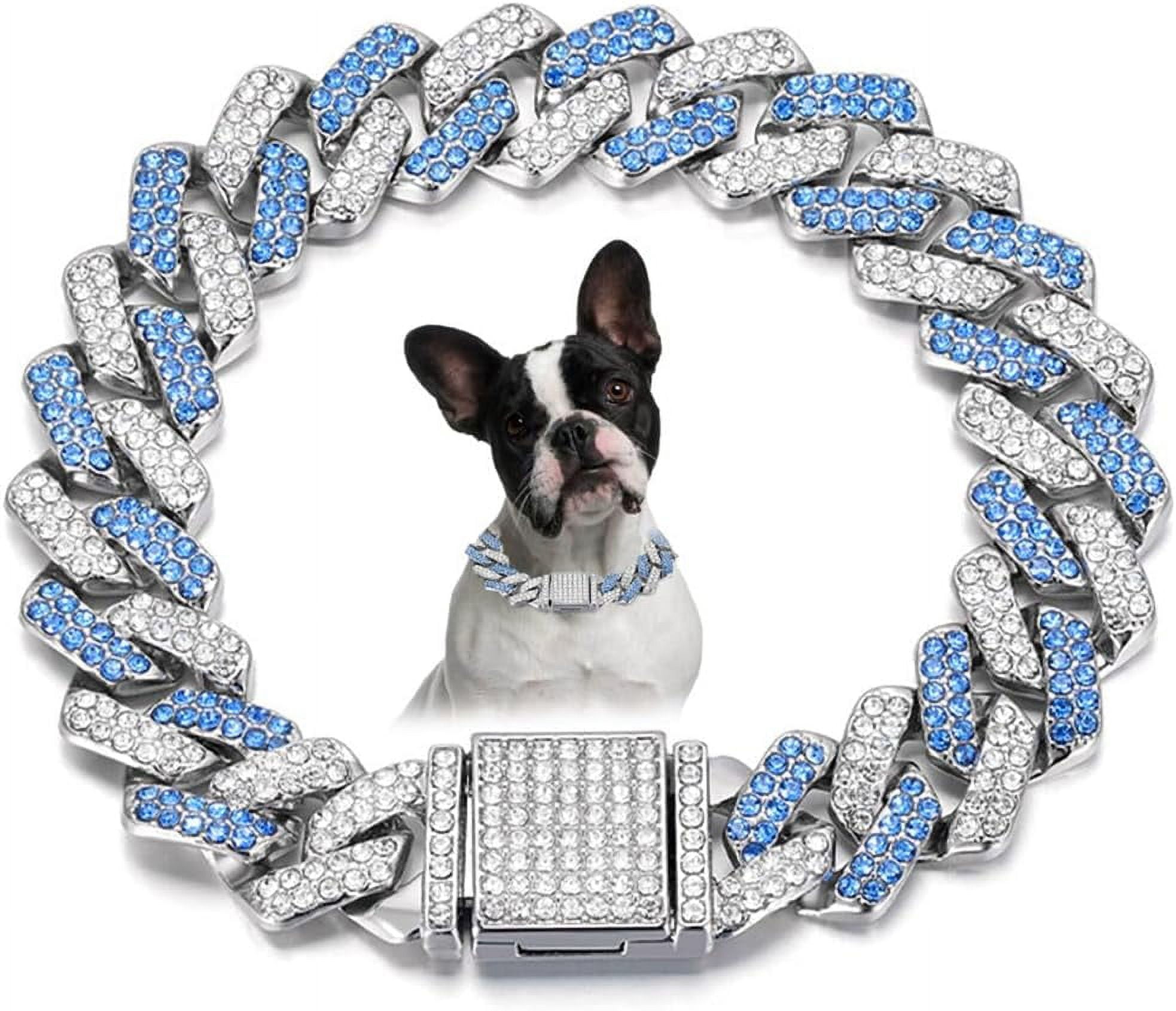 1Pack Dog Chain Collar, Bling Diamond Cuban Link Puppy Collar Glitter ...