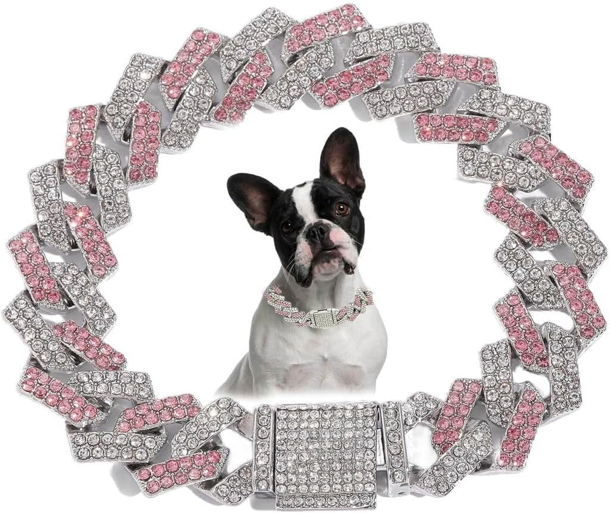 1Pack Dog Chain Collar, Bling Diamond Cuban Link Puppy Collar Glitter ...