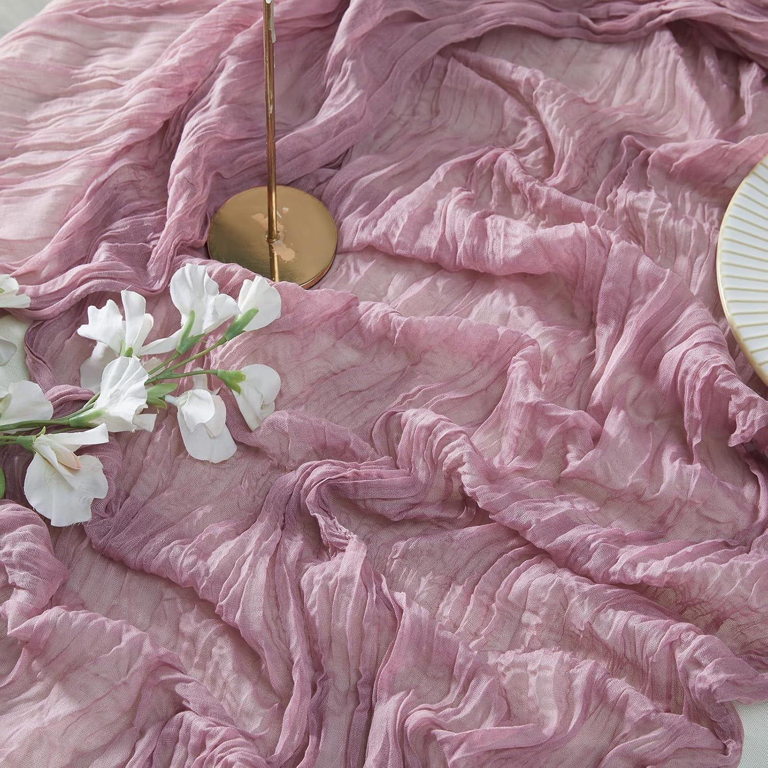 1Pack Dusty Pink Cheesecloth Table Runner, 10ft Gauze Cheese Cloths ...