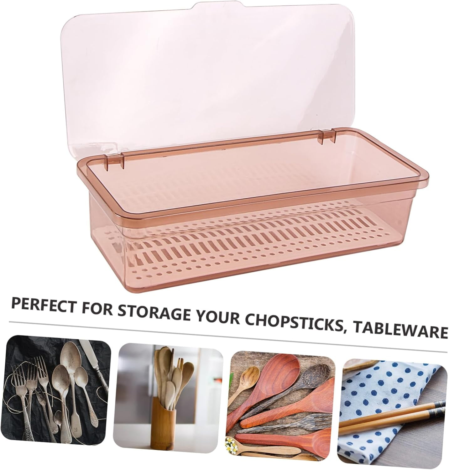 1Pack Flatware Tray Kitchen Drawer Organizer, With Lid And Drainer ...