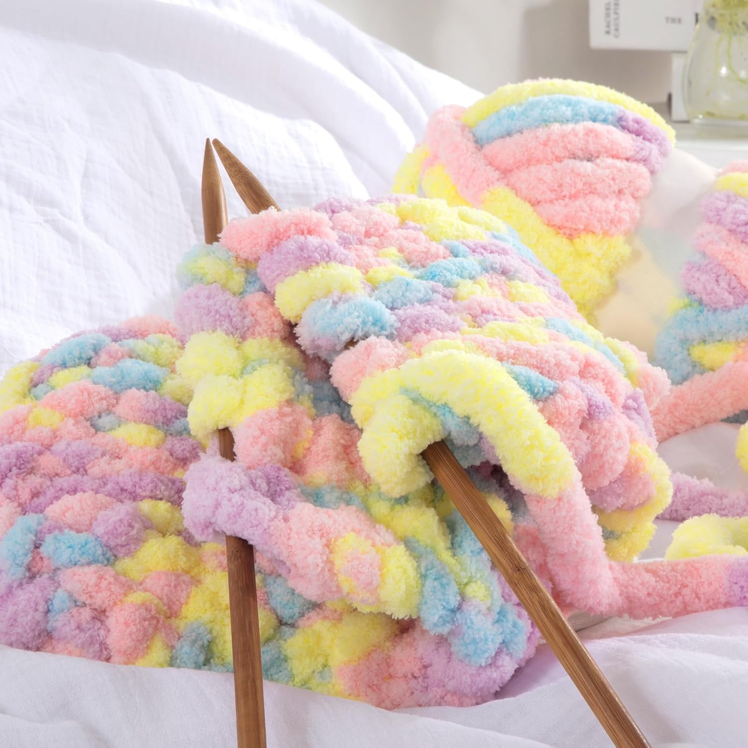 1Pack Giant Chunky Yarn for Crocheting,Super Bulky Large Soft Fluffy ...