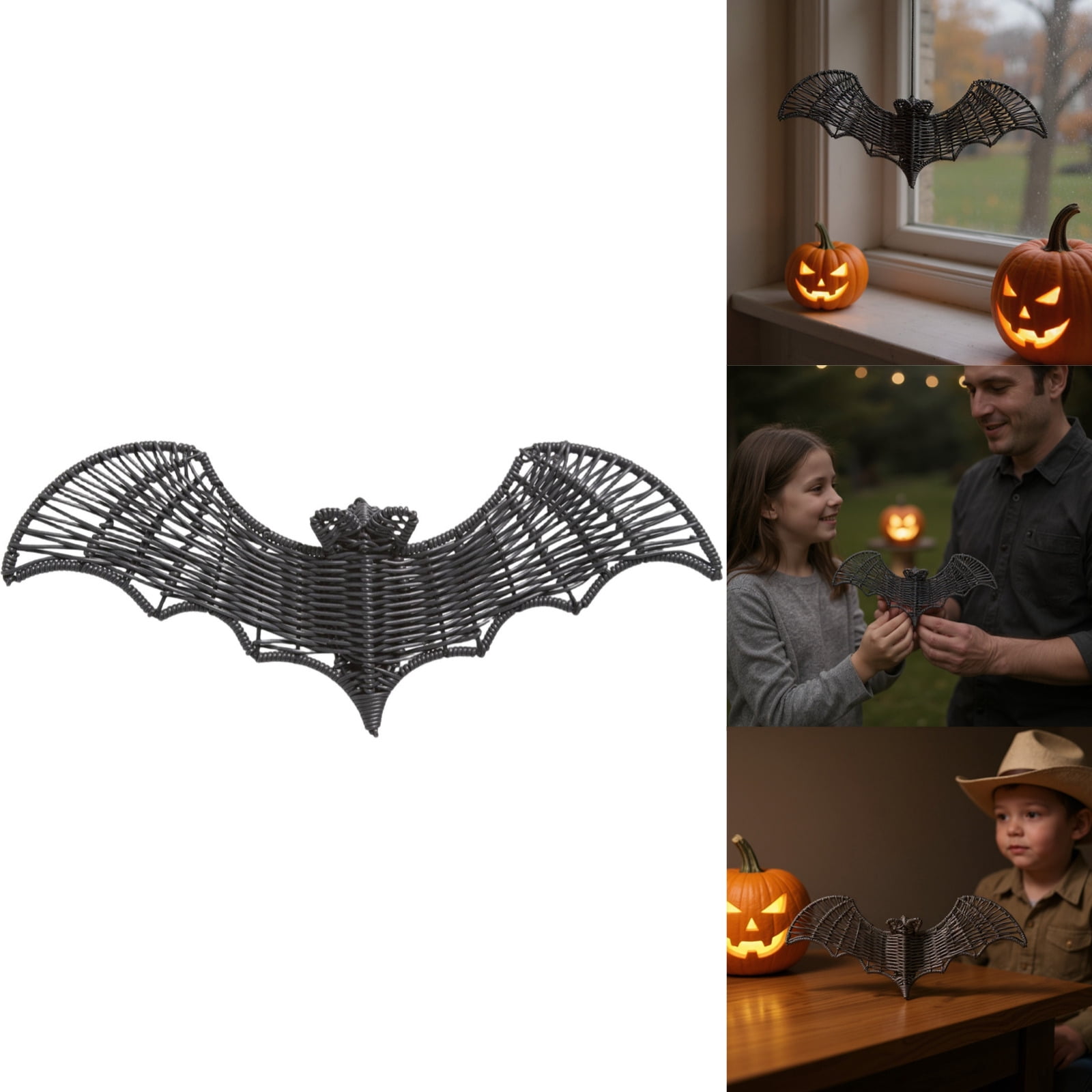 1Pack Halloween Outdoor Wicker Bat Decor Decorations, Halloween ...