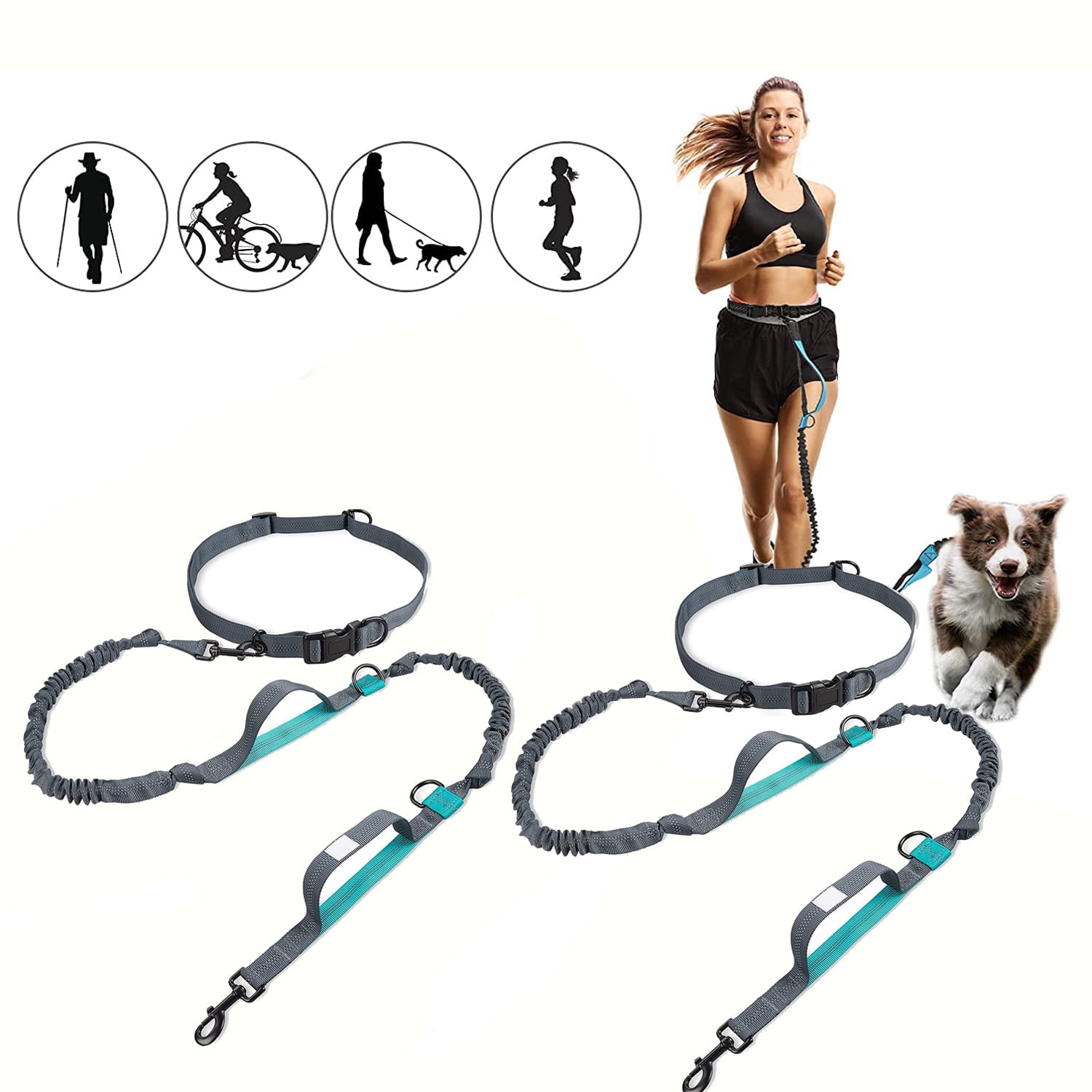 1Pack Hands Free Dog Walking Belt Ajustable Lead Dog Leash Waist Belt ...