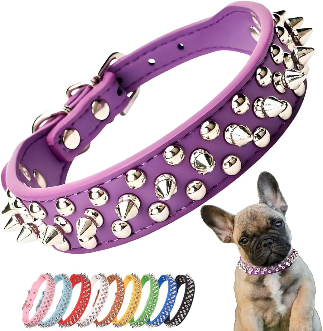 1Pack Hot Pink Cat Collar Spiked, Mushrooms Rivet Spike Dog Collar Anti ...