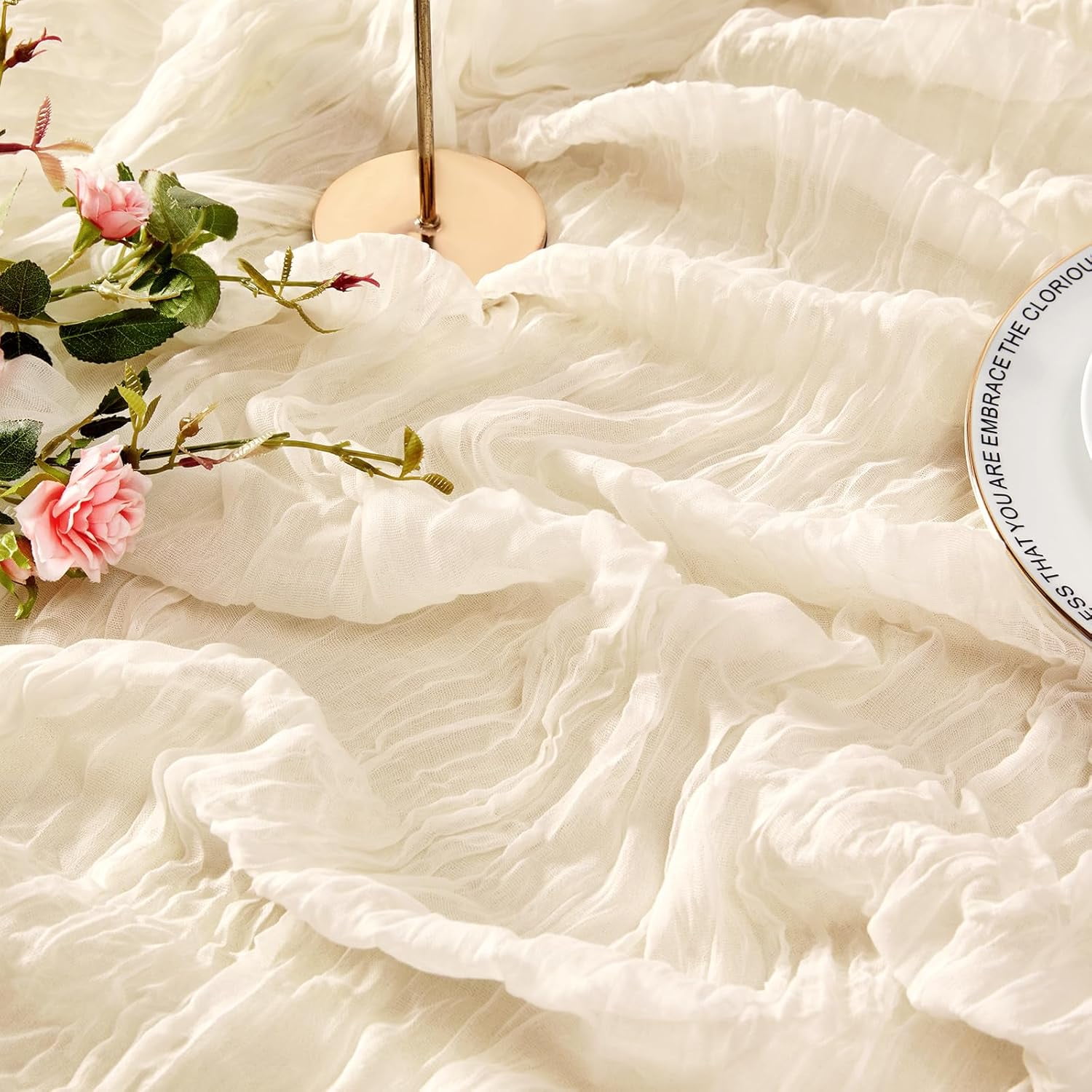 1Pack Ivory Cheesecloth Table Runner, 10ft Gauze Cheese Cloths Table ...