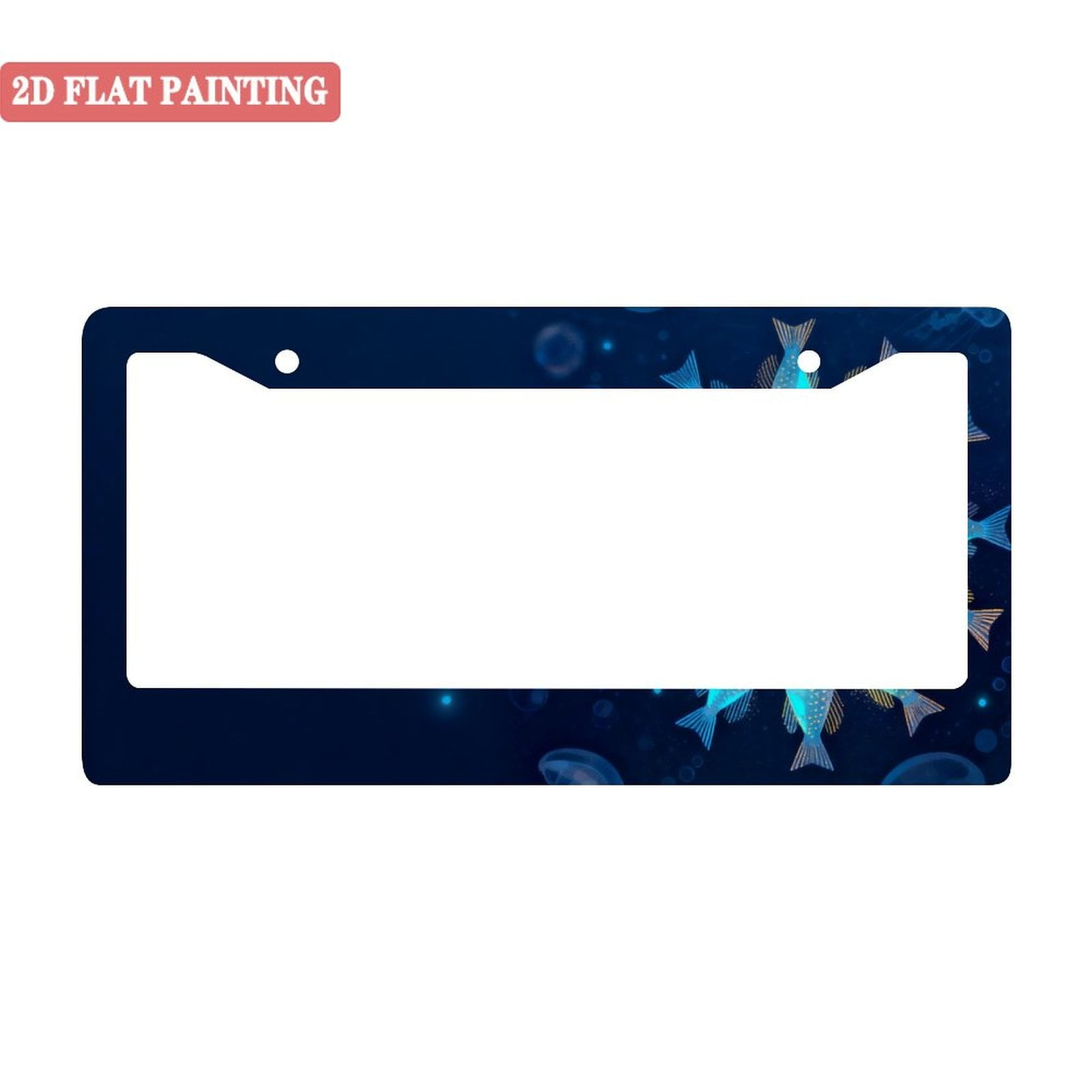 1Pack License Plate Frames with Dark Blue Ocean with Glowing Fish and ...