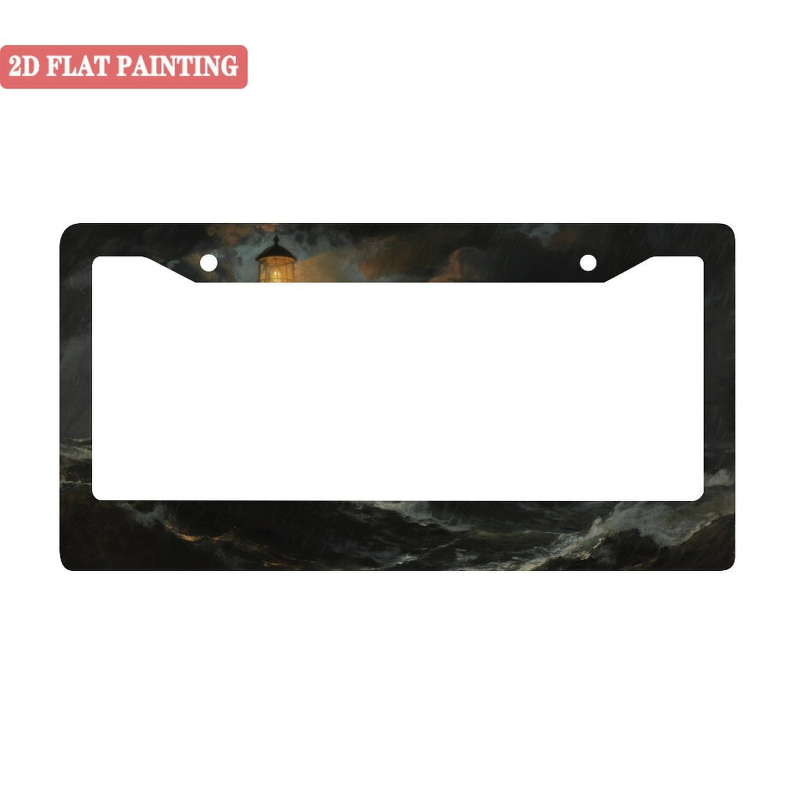 1Pack License Plate Frames with Lighthouse Over Stormy Ocean Night ...