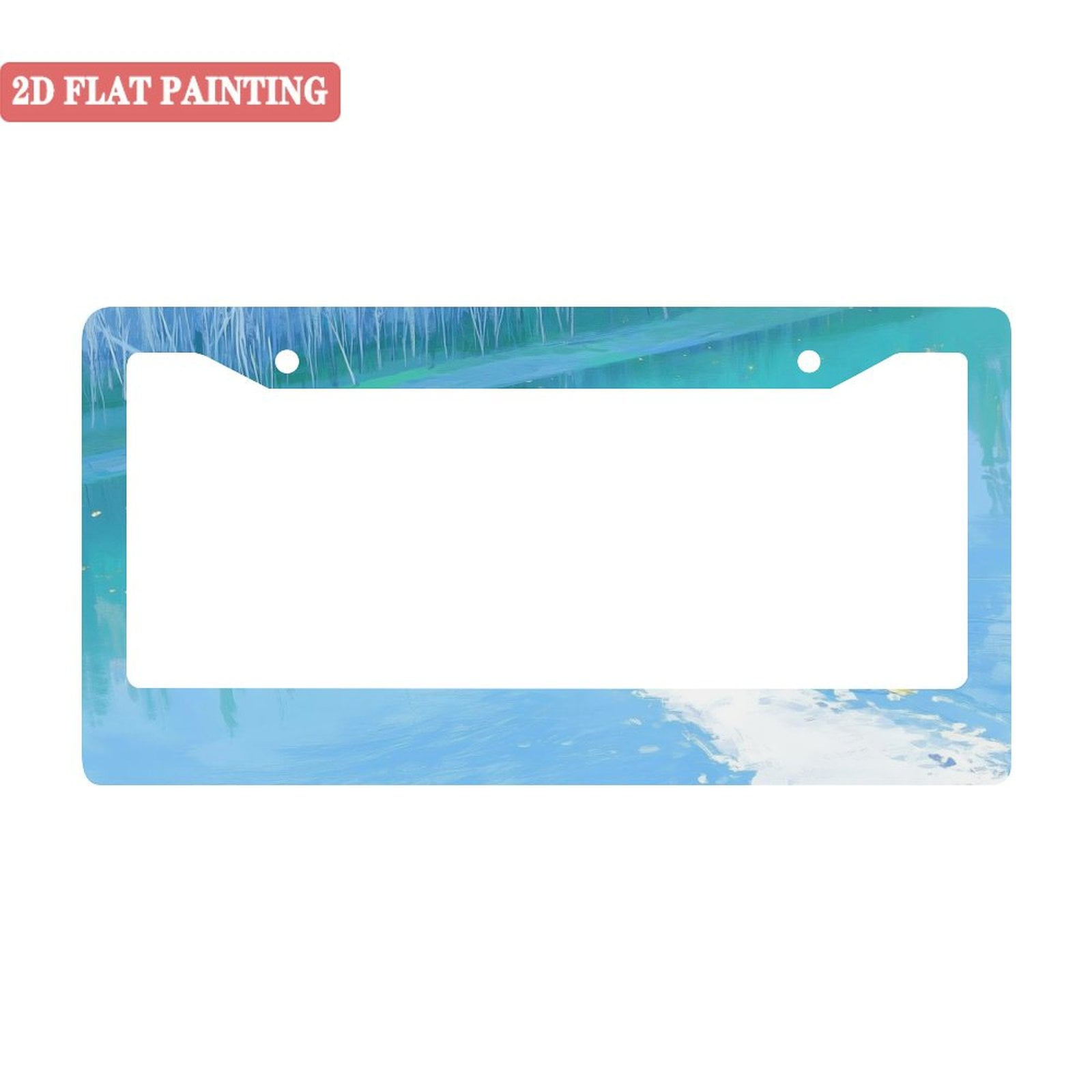 1Pack License Plate Frames with Teal Blue Watercolor River Landscape ...