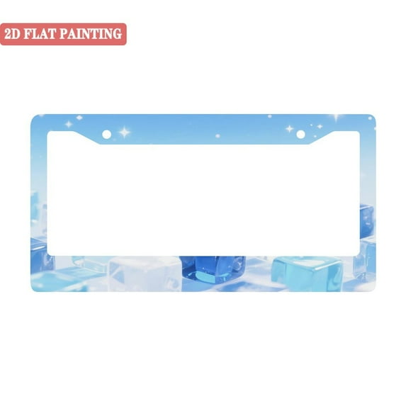 1Pack License Plate Frames with Blue Crystal Cube Pattern Includes ...