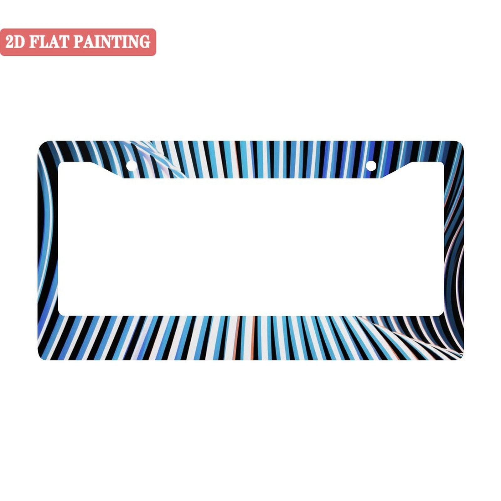 1Pack License Plate Frames with Blue and Black Striped Pattern Includes ...