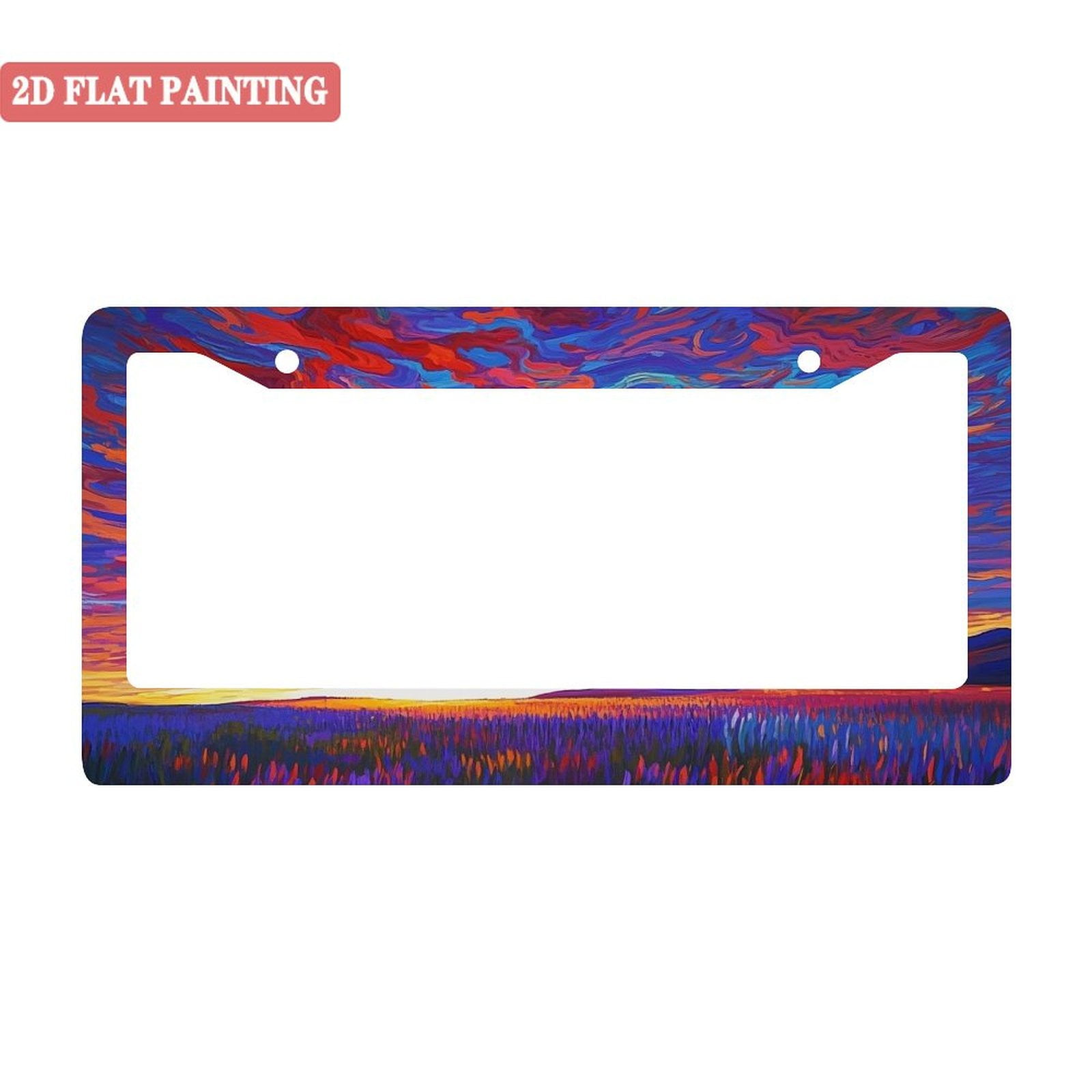 1Pack License Plate Frames with Colorful Sunset Prairie Landscape ...