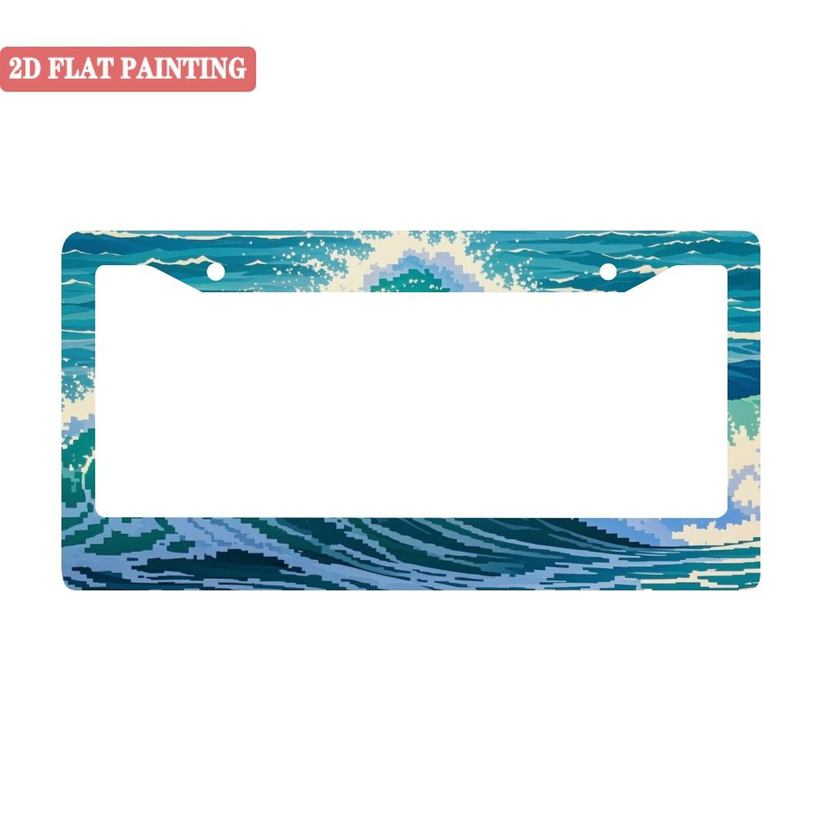 1Pack License Plate Frames with Pixel Art Wave Pattern Includes Screws ...