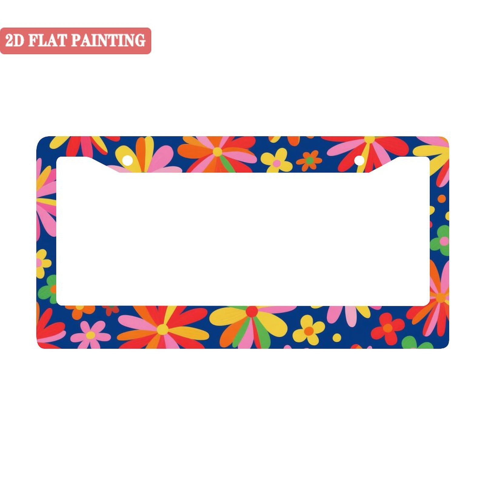 1Pack License Plate Frames with Retro Groovy Colorful Floral Pattern ...