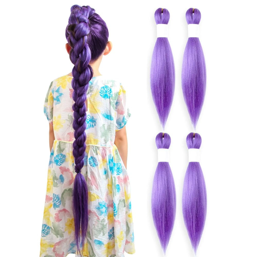 1Pack Long Purple Braid Cos Hair Extensions Synthetic Fiber Box ...