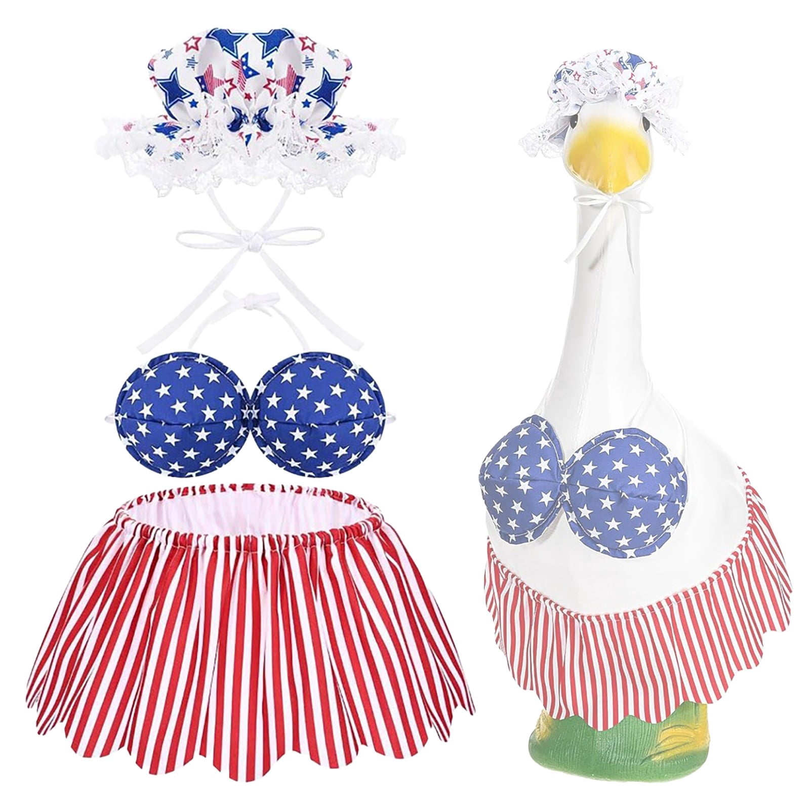 1Pack Patriotic 4th of July Goose Outfit Set, Red White Blue Stars ...