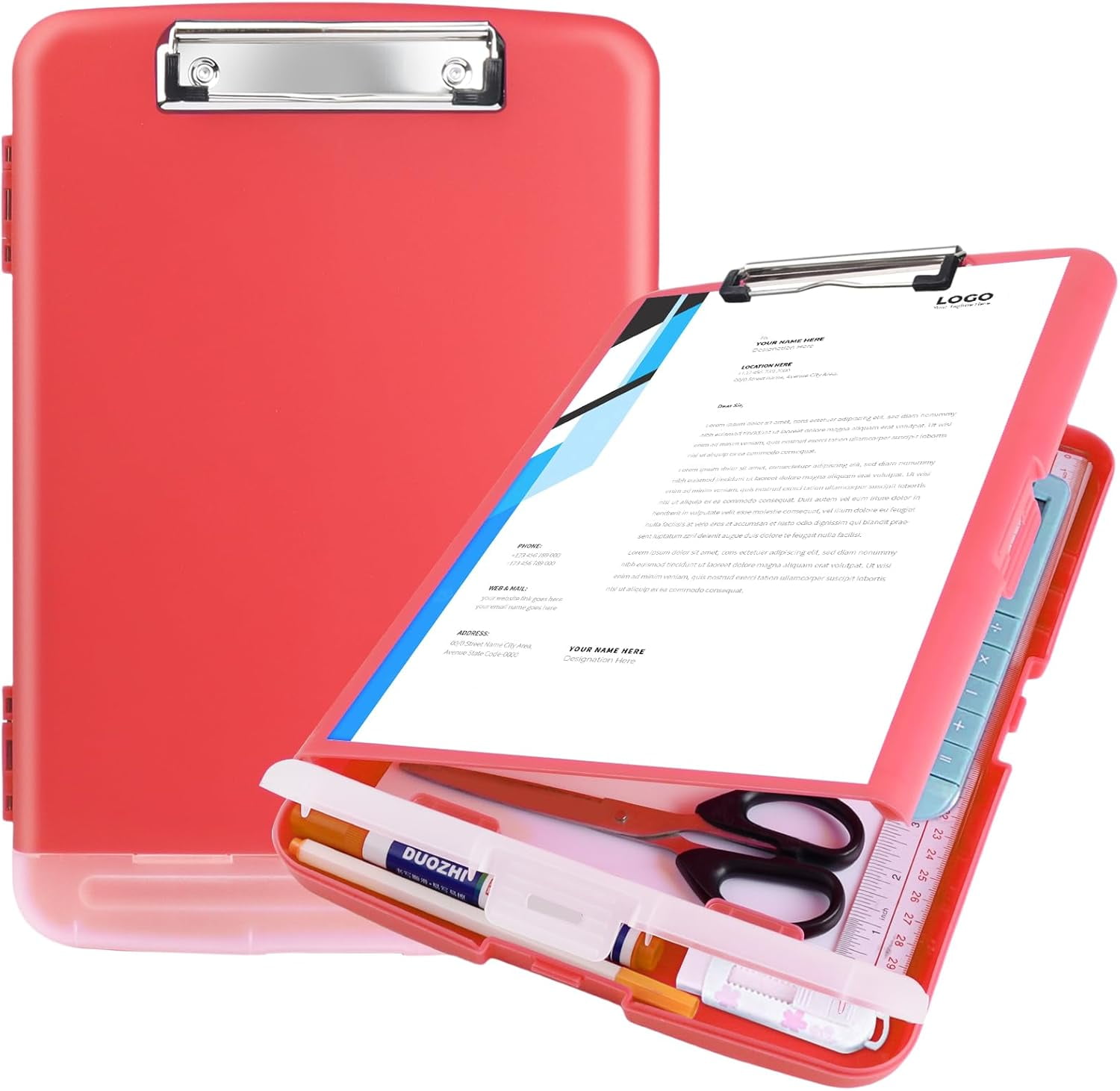 1Pack Plastic Clipboard with Storage,Clip Boards 8.5x11 Heavy Duty,High ...