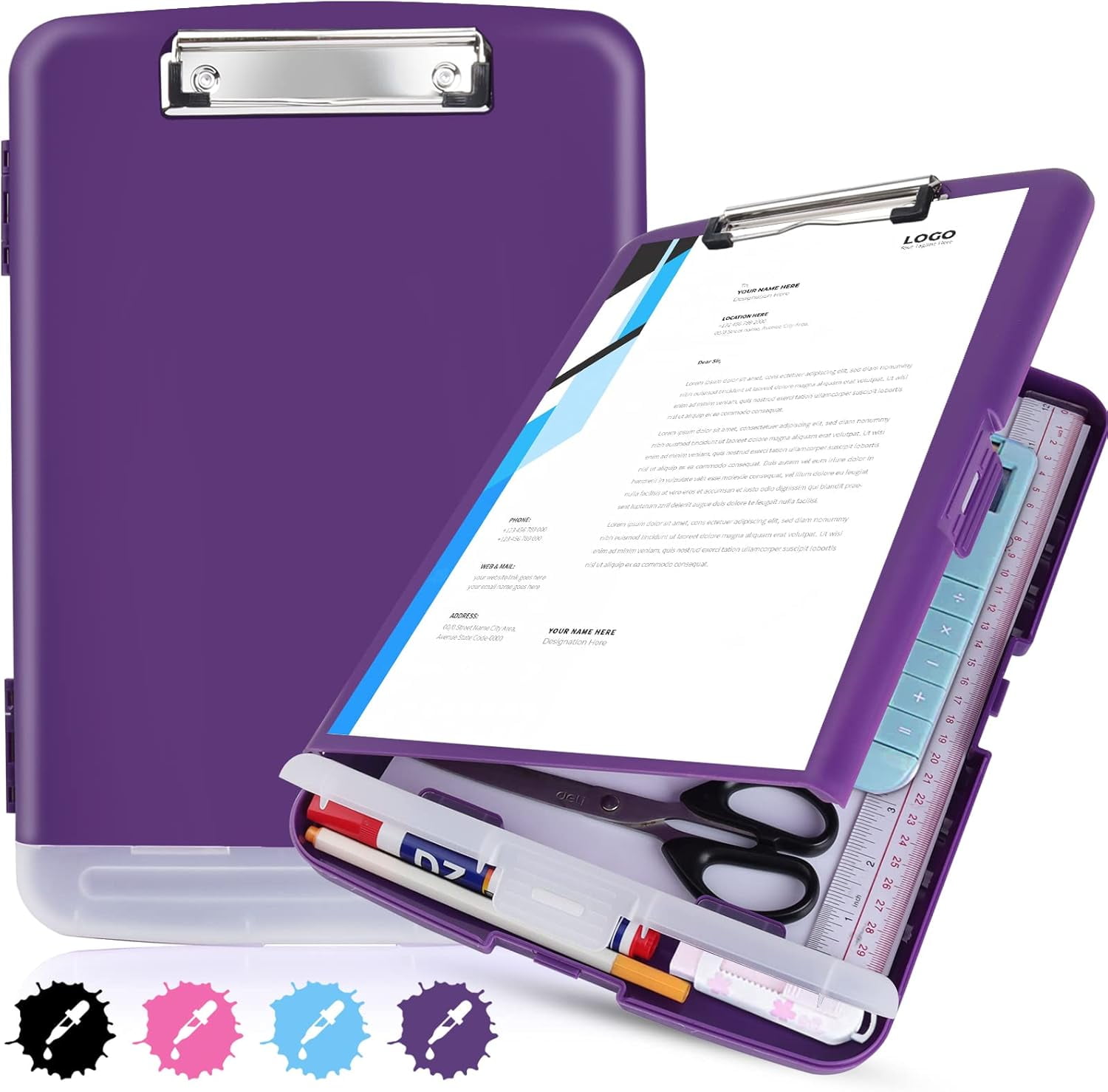 1Pack Plastic Clipboard with Storage,Clip Boards 8.5x11 Heavy Duty,High ...