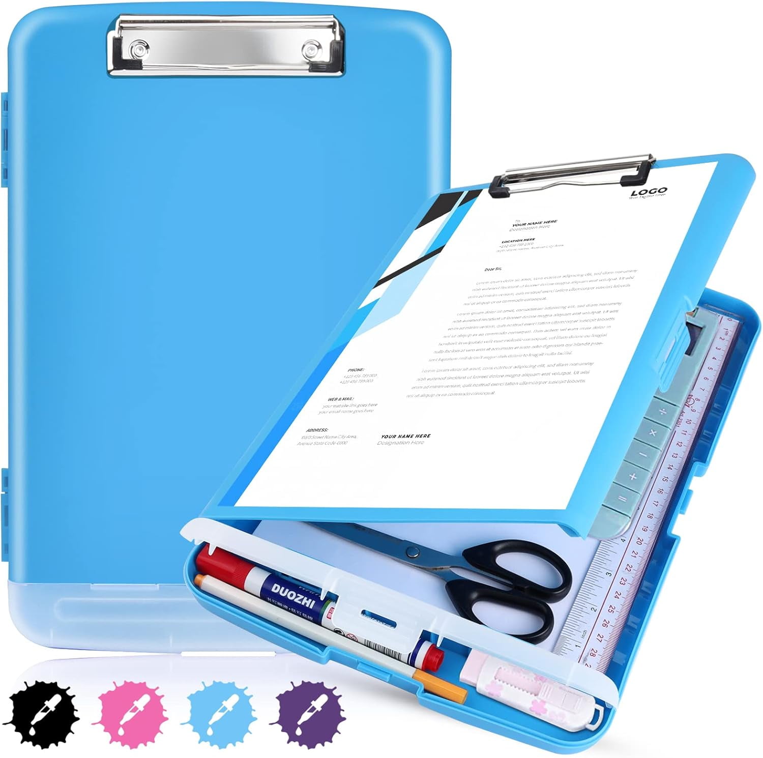 1Pack Plastic Clipboard with Storage,Clip Boards 8.5x11 Heavy Duty,High ...