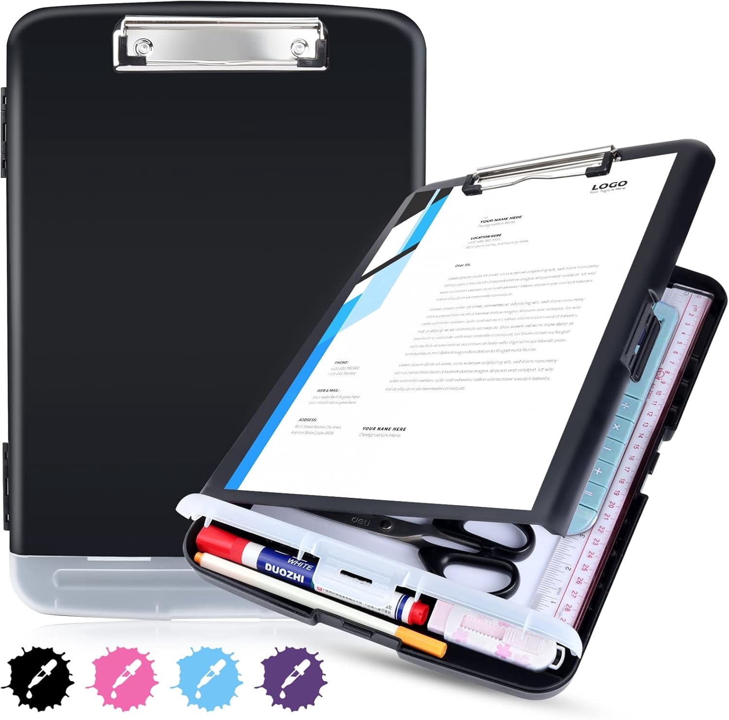 1Pack Plastic Clipboard with Storage,Clip Boards 8.5x11 Heavy Duty,High ...