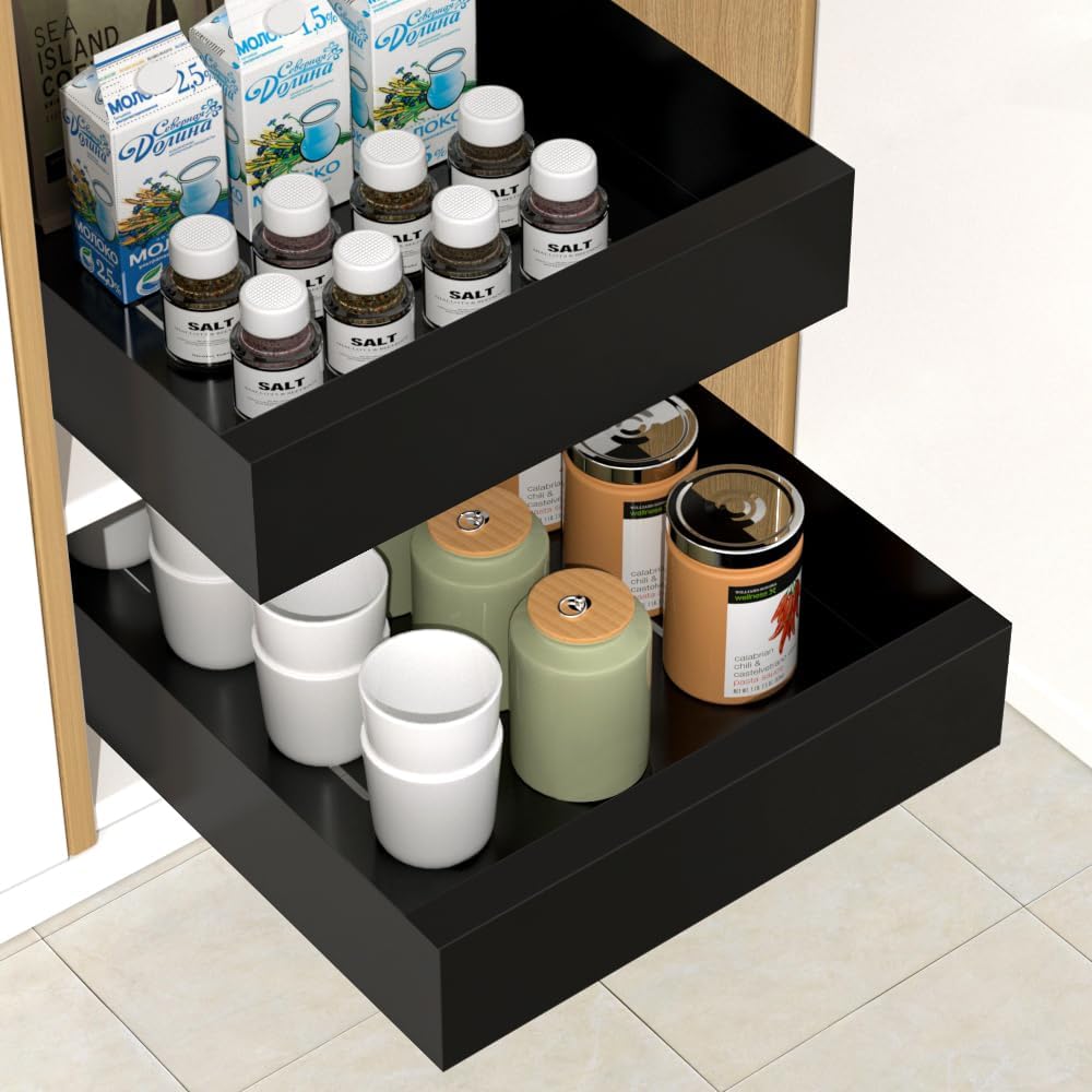 1Pack Pull Out Cabinet Organizer - Upgrade 2 Slide Rails Slide Out ...