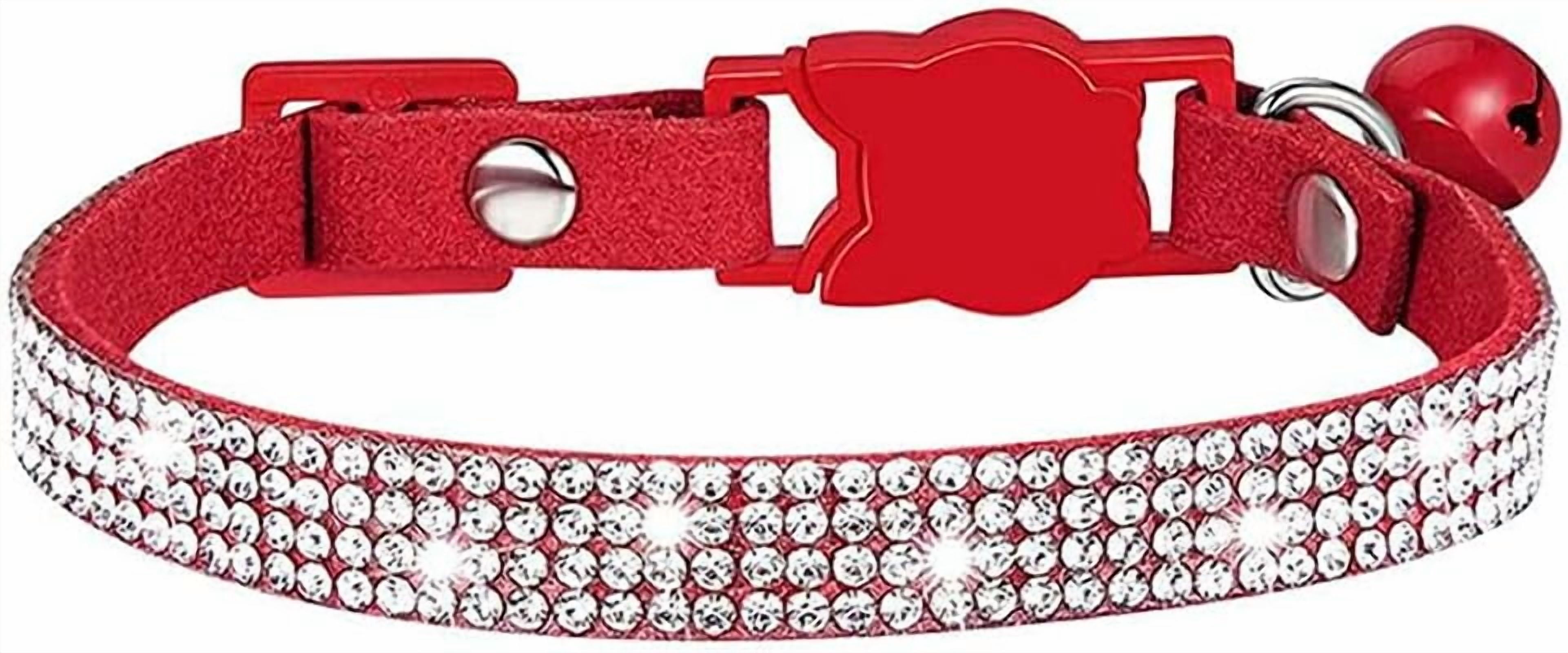 1Pack Rhinestones Dog Cat Collars with Bell Bling Pet Puppy Collars ...