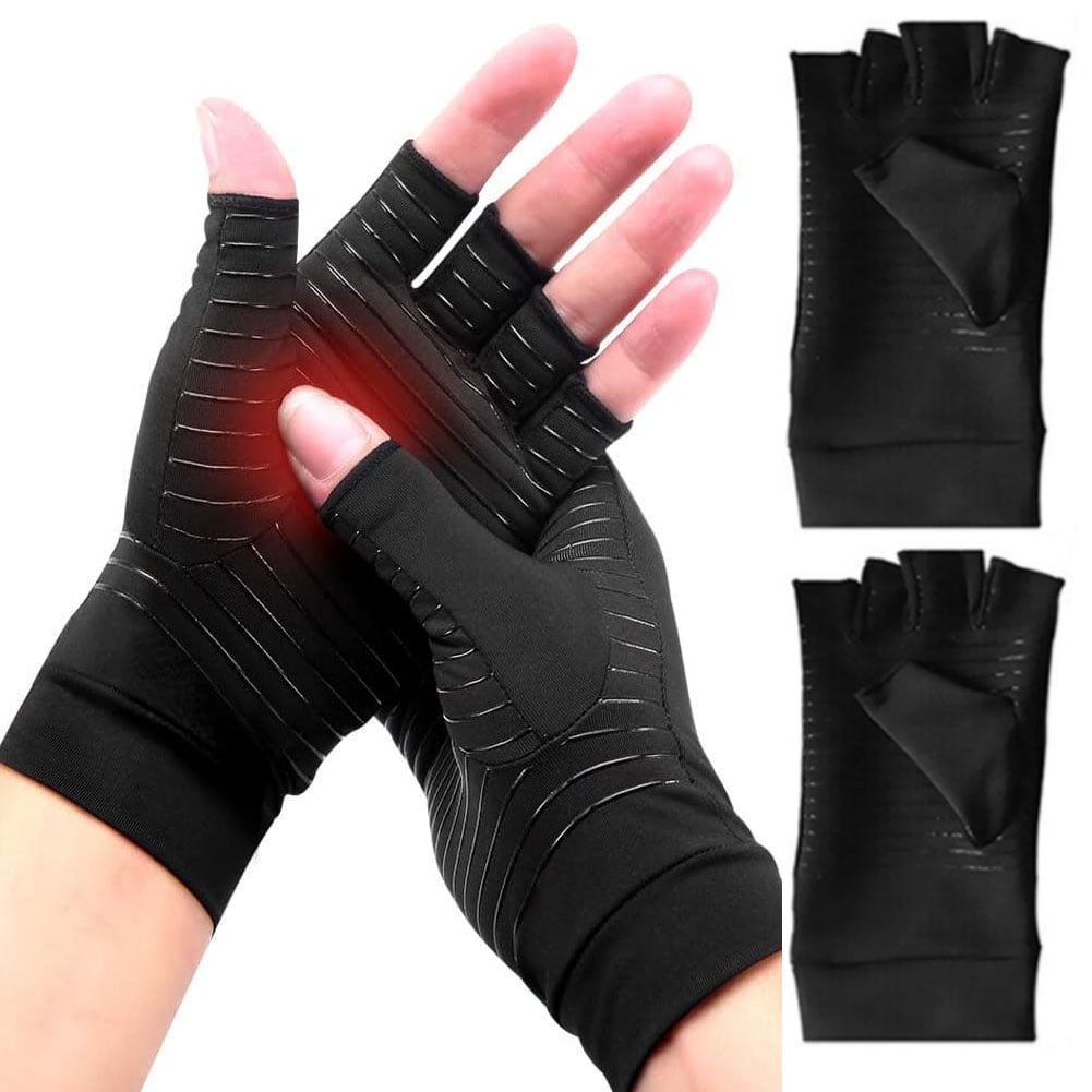 1Pair/2Pairs Copper Arthritis Gloves for Women Men, Fingerless ...