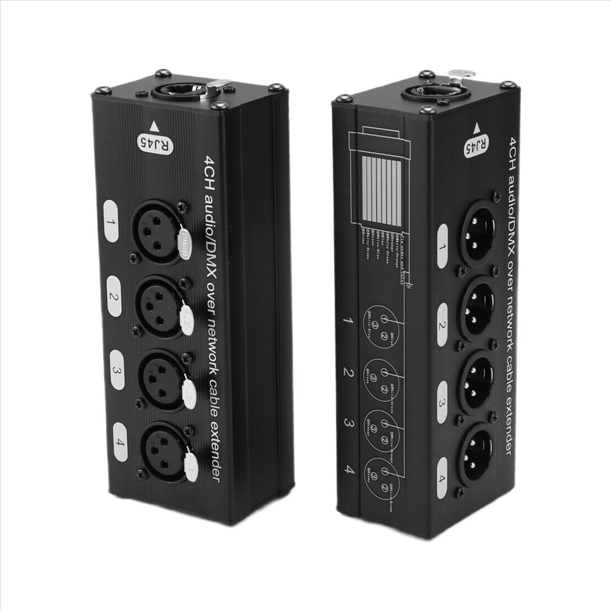 1Pair 4-Channel 3-Pin XLR Audio and over Network Cable Extender, DMX512 ...