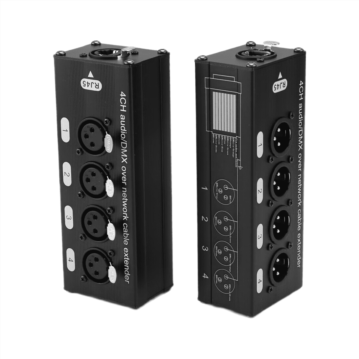 1Pair 4-Channel 3-Pin XLR Audio and over Network Cable Extender, DMX512 ...