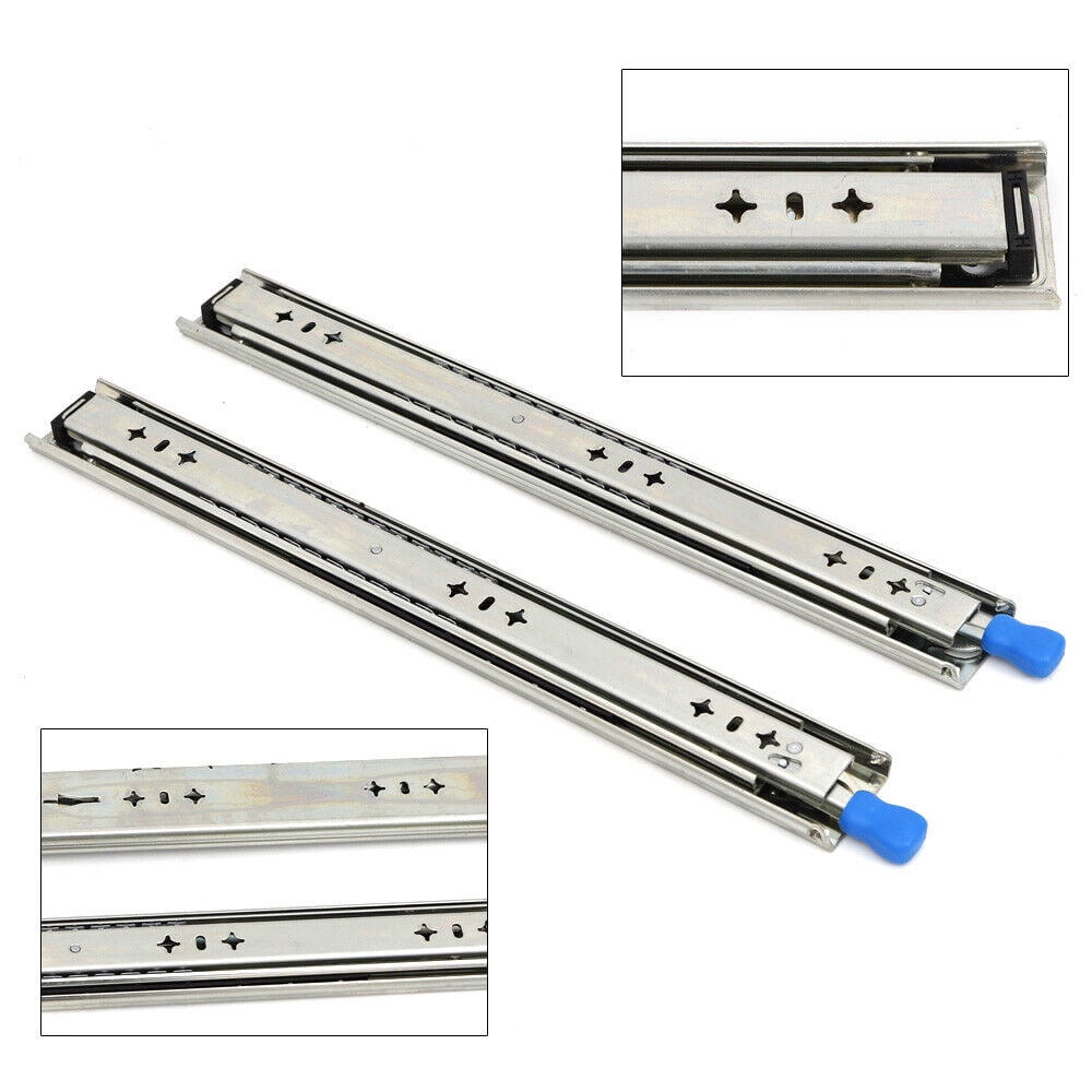 1Pair 800mm Heavy-duty Lock Slide Rail Solid Steel Ball Drawer Side ...