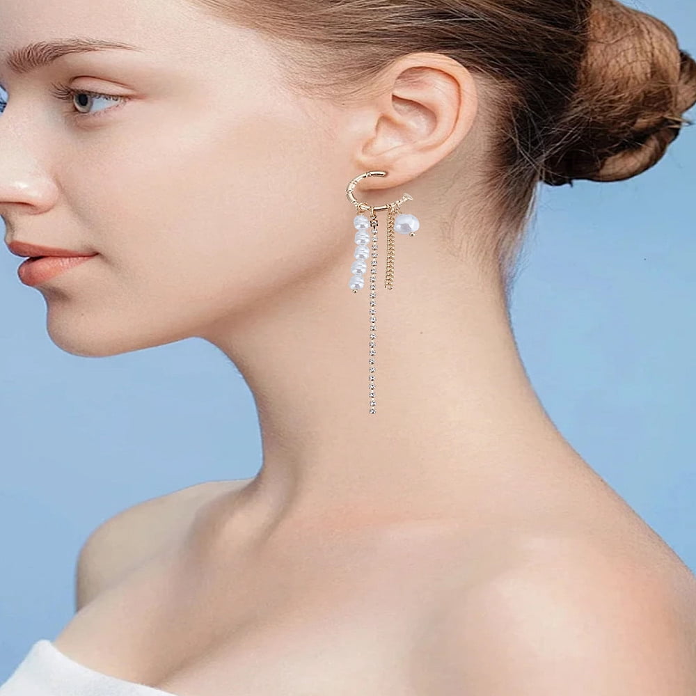 1Pair Alloy Rhinestone Stud Earrings with Resin Imitation Pearl C ...