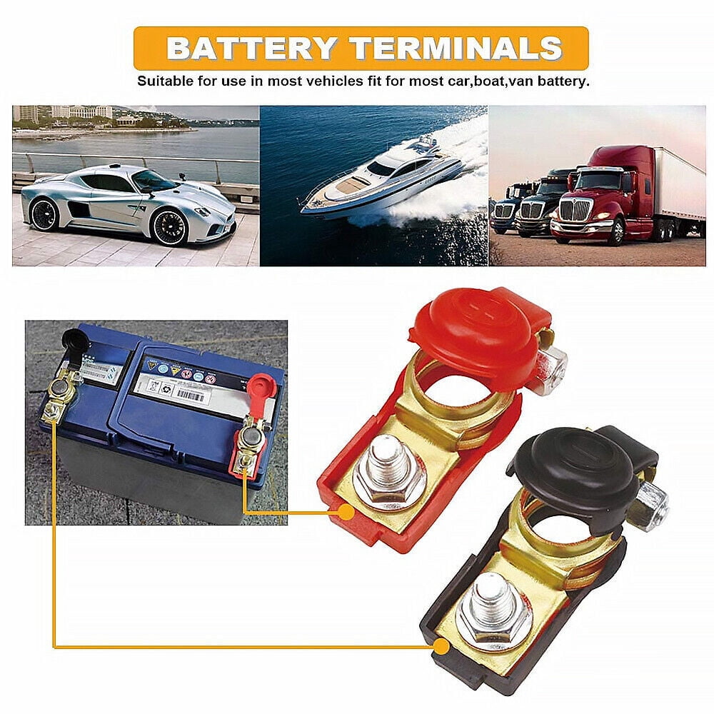1Pair Car Battery Terminal Connector Top Post Quick release Positive ...