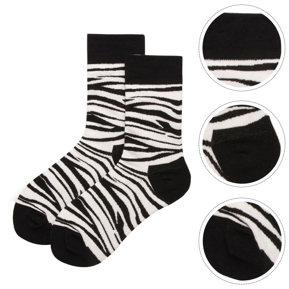 1Pair Comfortable Sleep Socks Winter Stockings with Zebra Stripe Design ...