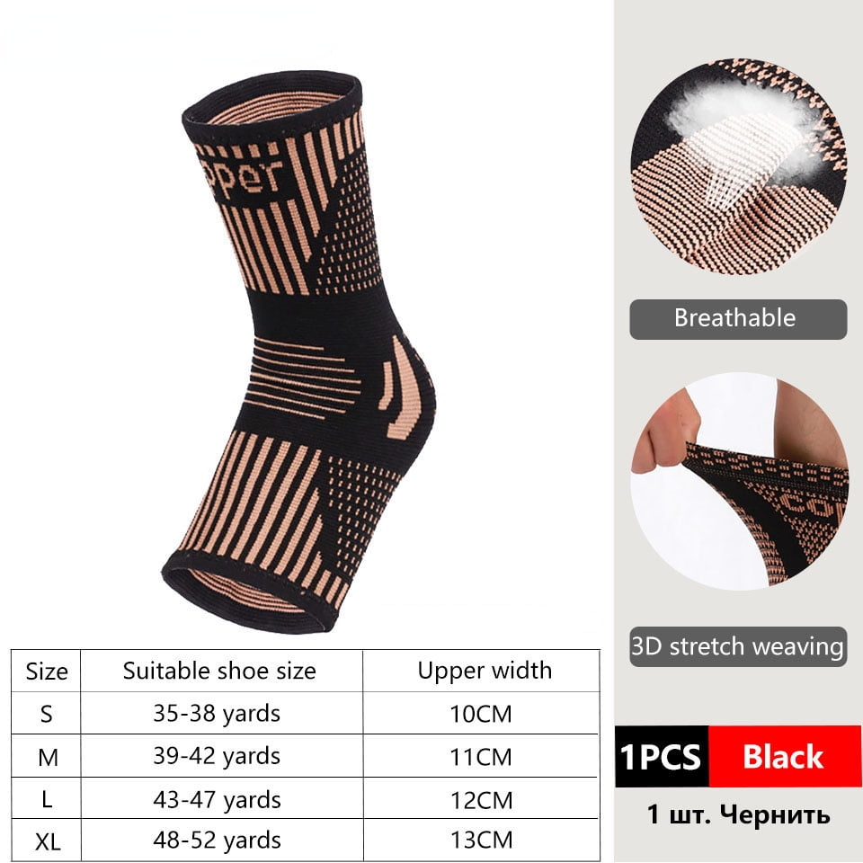 1Pair Copper Ankle Brace Infused Compression Sleeve Support for Plantar ...