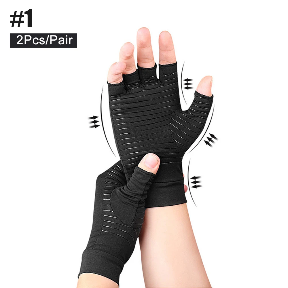 1Pair Copper Arthritis Compression Gloves for Women Men, Relieve Hand ...
