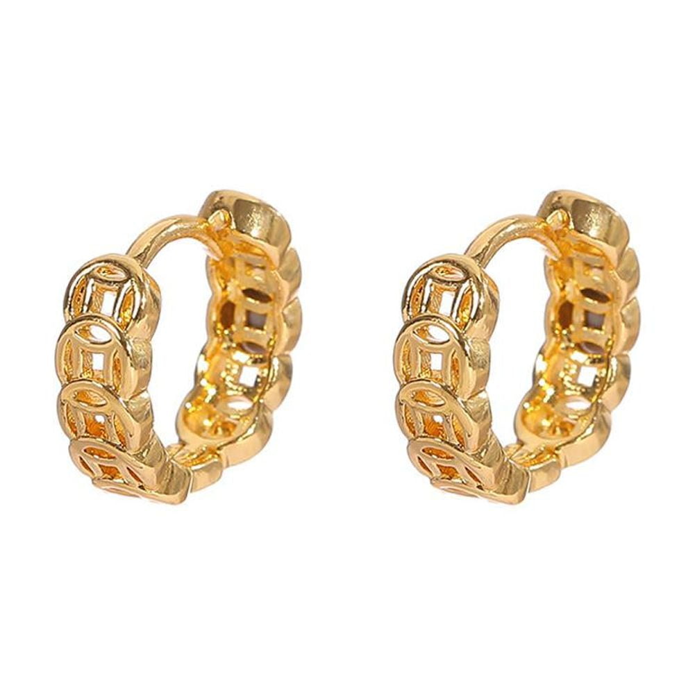 1Pair Creative Round Hoop Earrings Retro Fashion Lucky Ear Buckles New ...