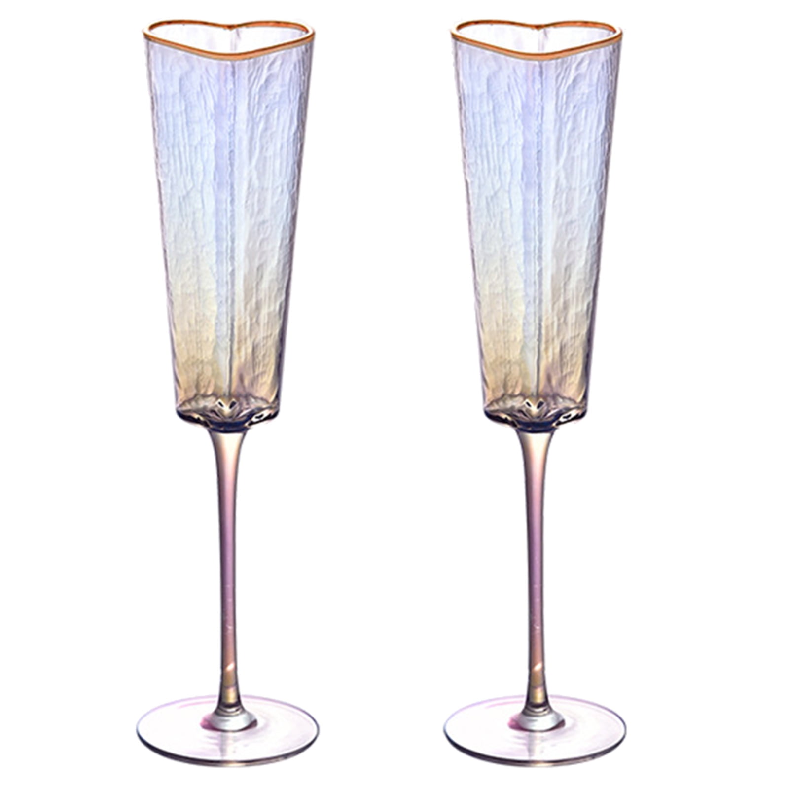 1Pair Decorative High Glass Cup Gold Rimmed Love Heart Champagne Flute ...