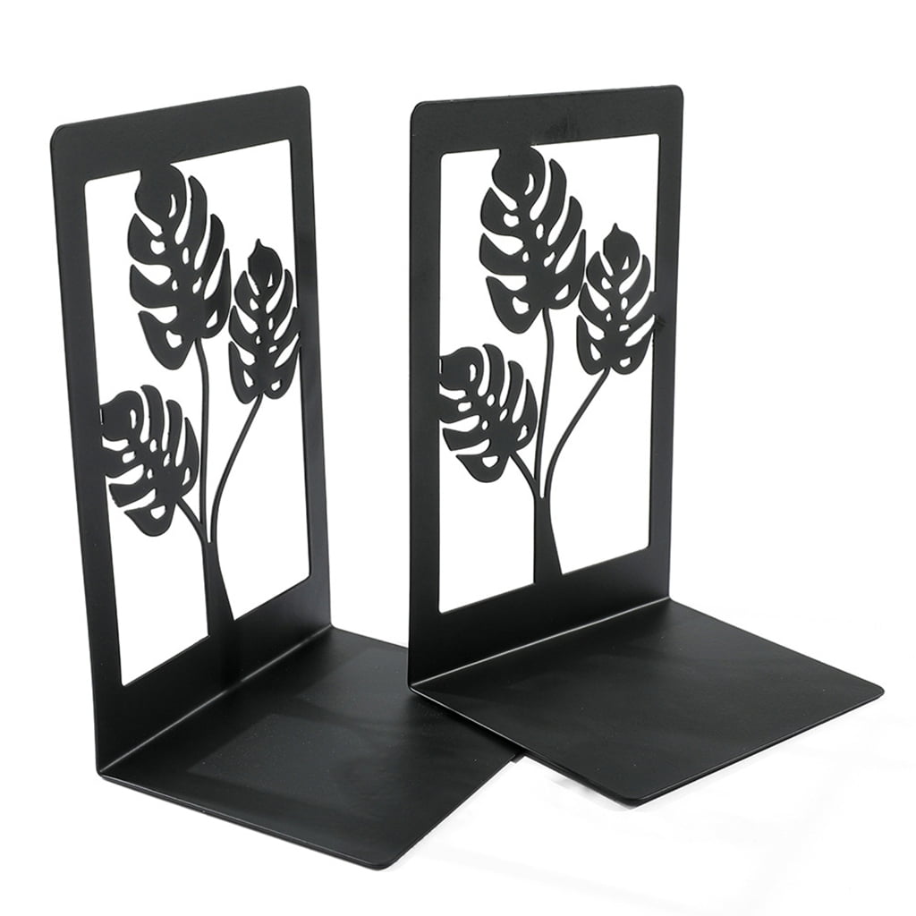 1Pair Decorative Metal Book End For Shelves Hollowed Leaf Bookend Book ...