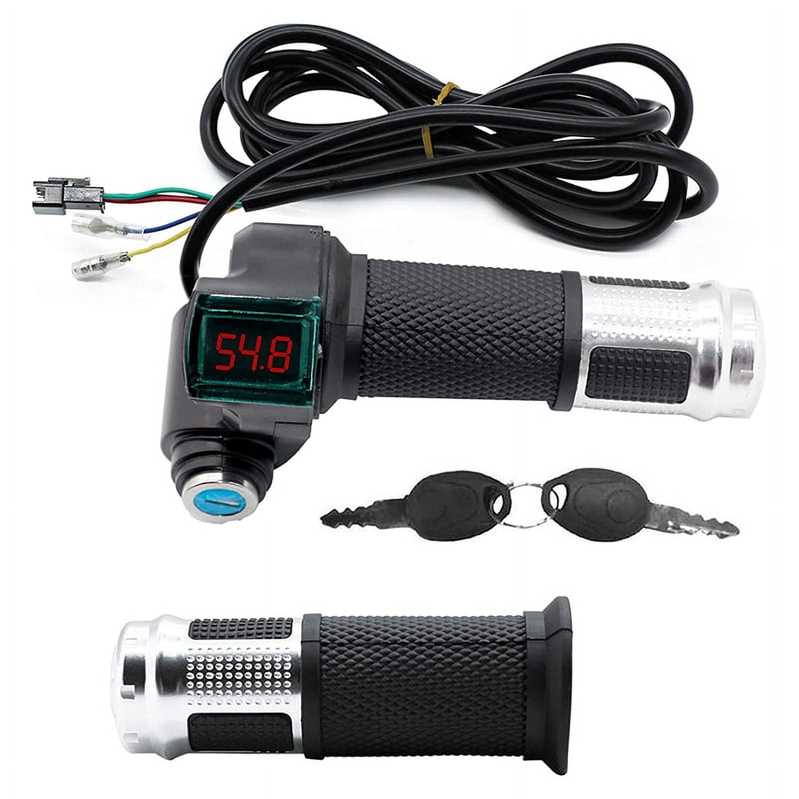 1Pair Electric Bicycle Throttle Grip with LCD Battery Voltage Display Key Knock, Universal ...