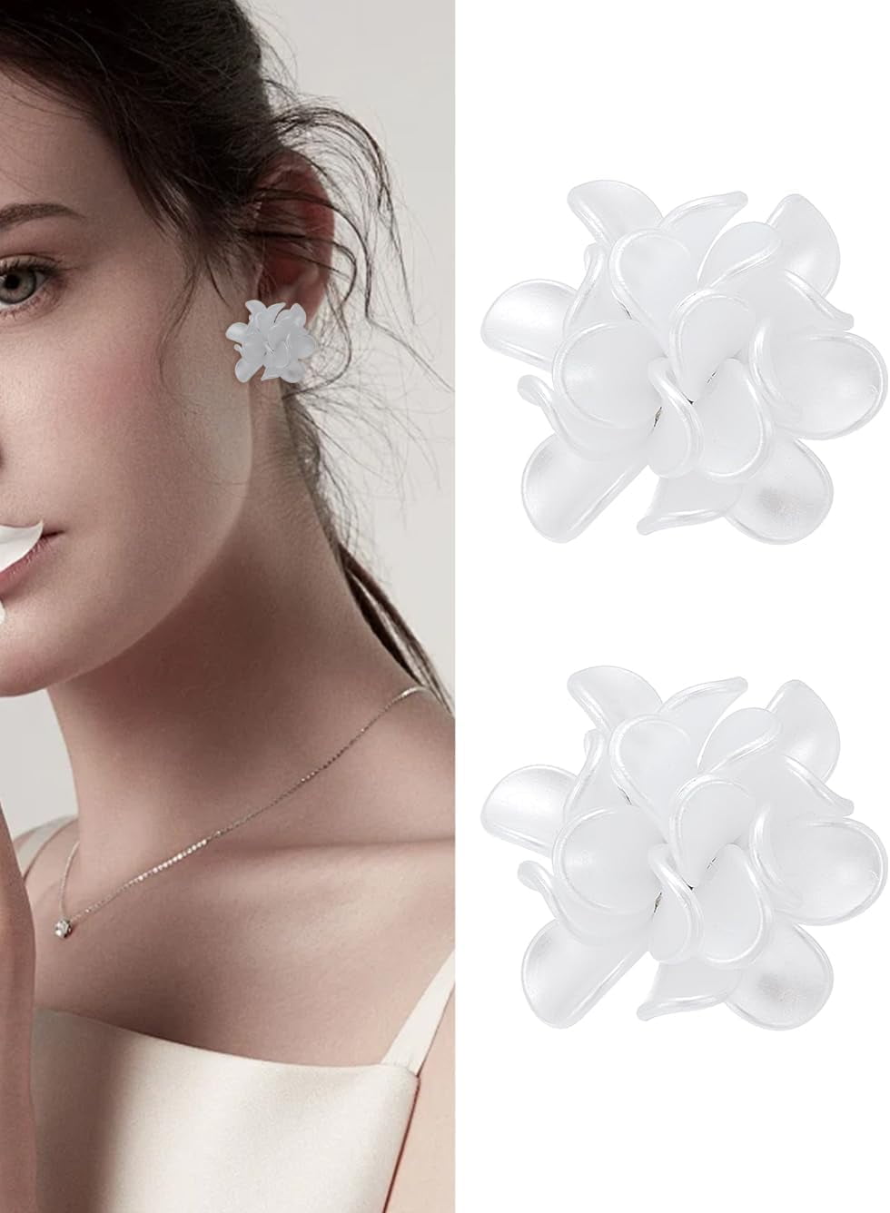 1Pair Flower Acrylic Stud Earrings Unique Design Stud for Women Elegant ...