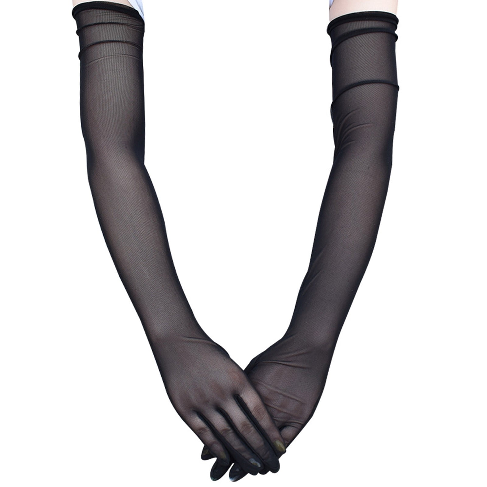 1Pair Gloves Black Spandex Women's Evening Party Satin Long Finger ...