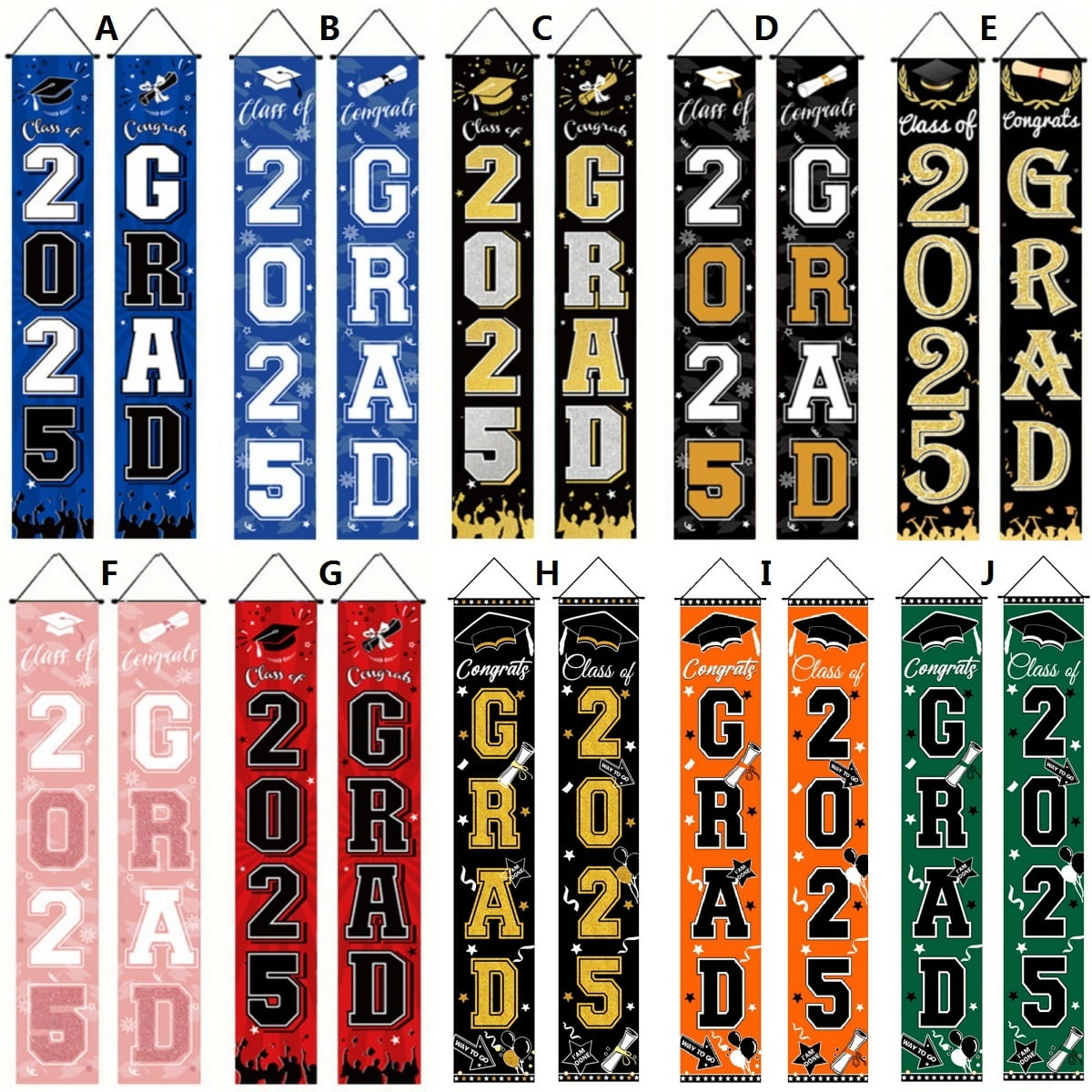 1Pair Graduation Banner Class of 2025, 70.9x11.8 Porch Sign Door ...