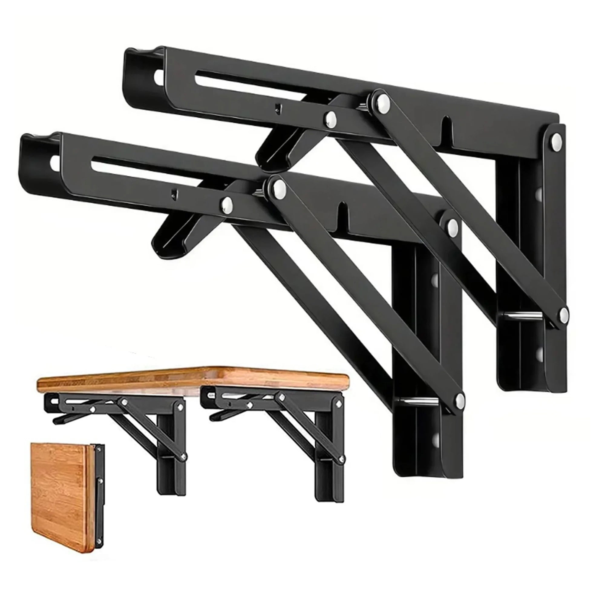 1Pair Heavy Duty Metal Collapsible Shelf Bracket - DIY Wall-Mounted ...